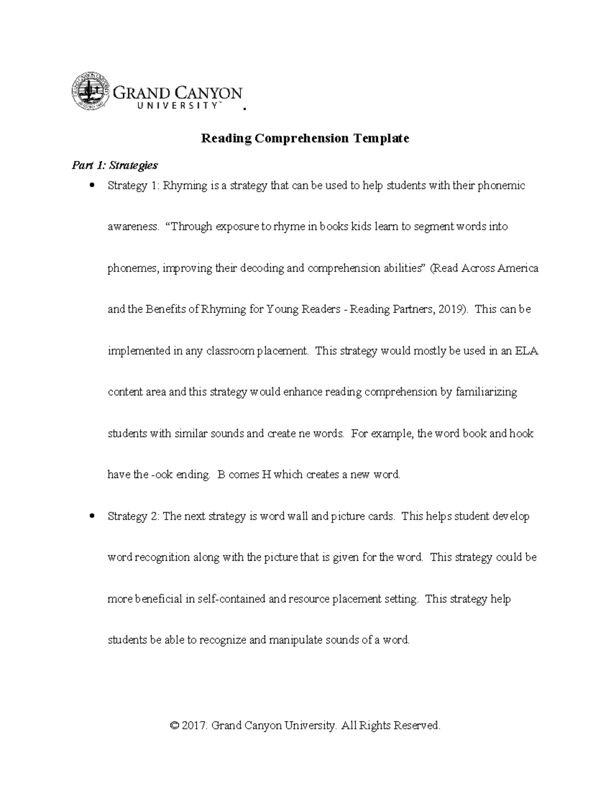 SPD-560 T6 Reading Comprehension Template final - . Reading ...