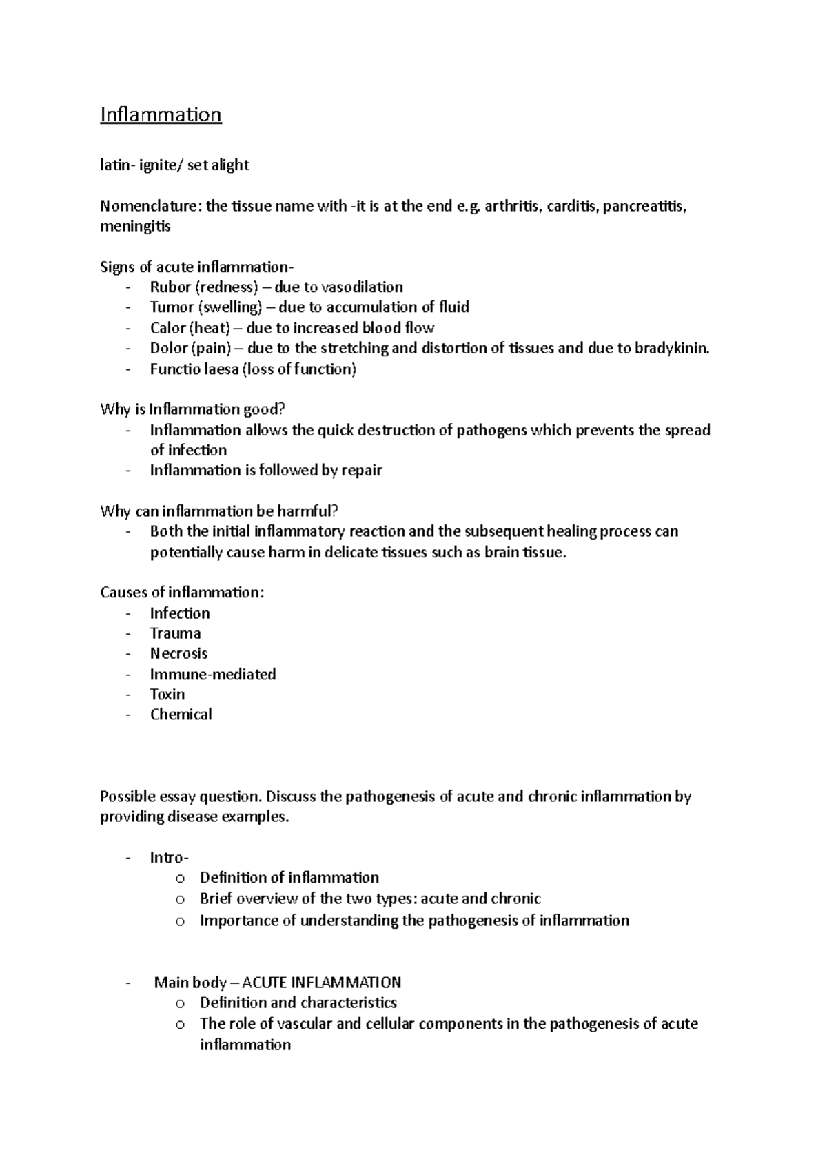 Inflammation - Inflammation latin- ignite/ set alight Nomenclature: the ...