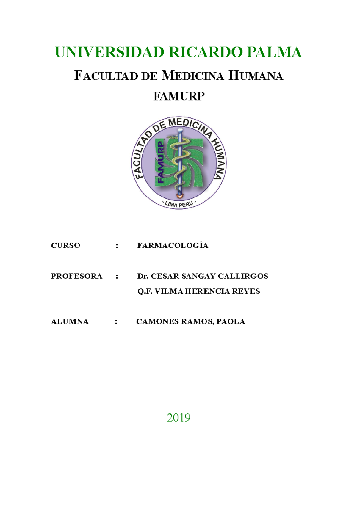 Universidad Ricardo Palma - UNIVERSIDAD RICARDO PALMA FACULTAD DE ...