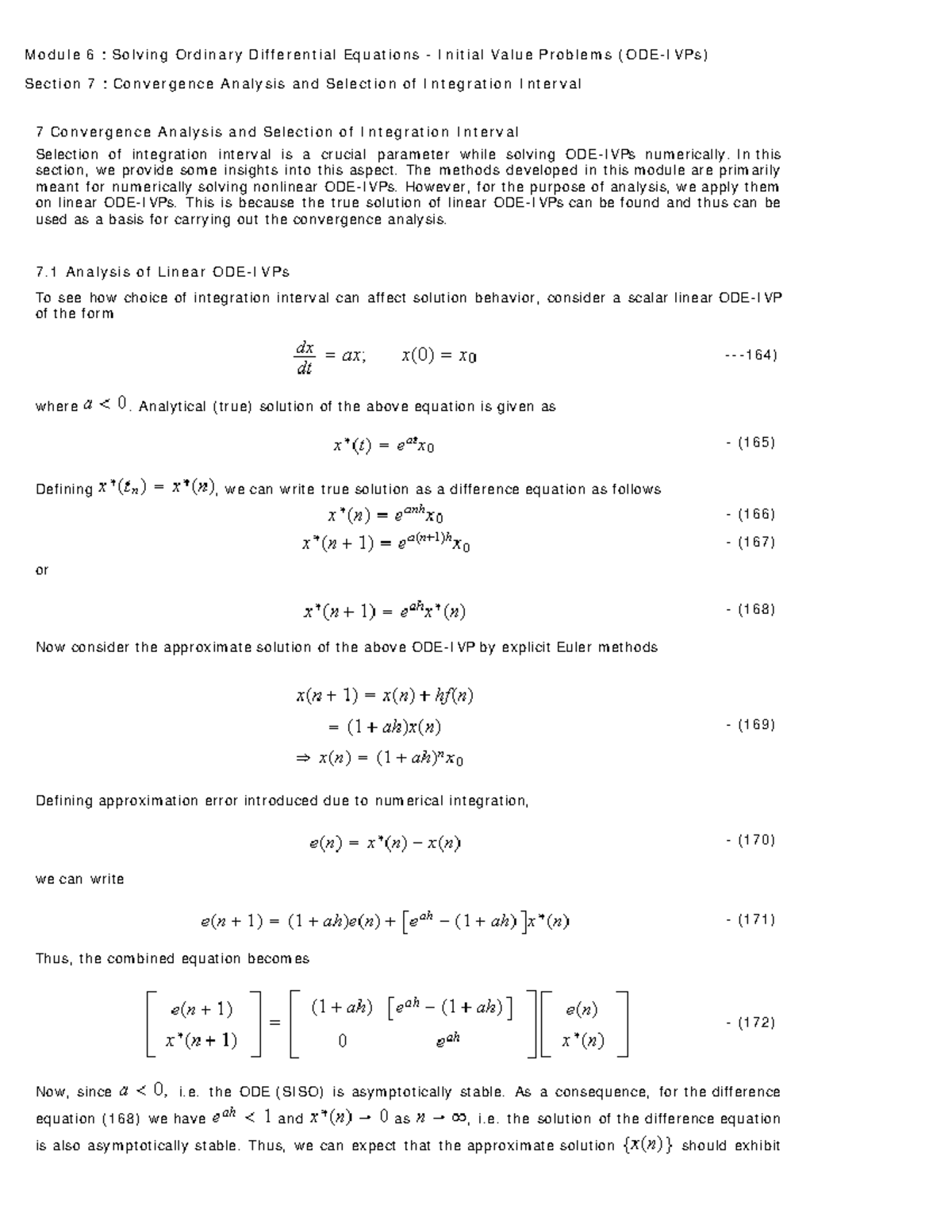Section 7 - Convergence Analysis and Selection of Integration Interval ...