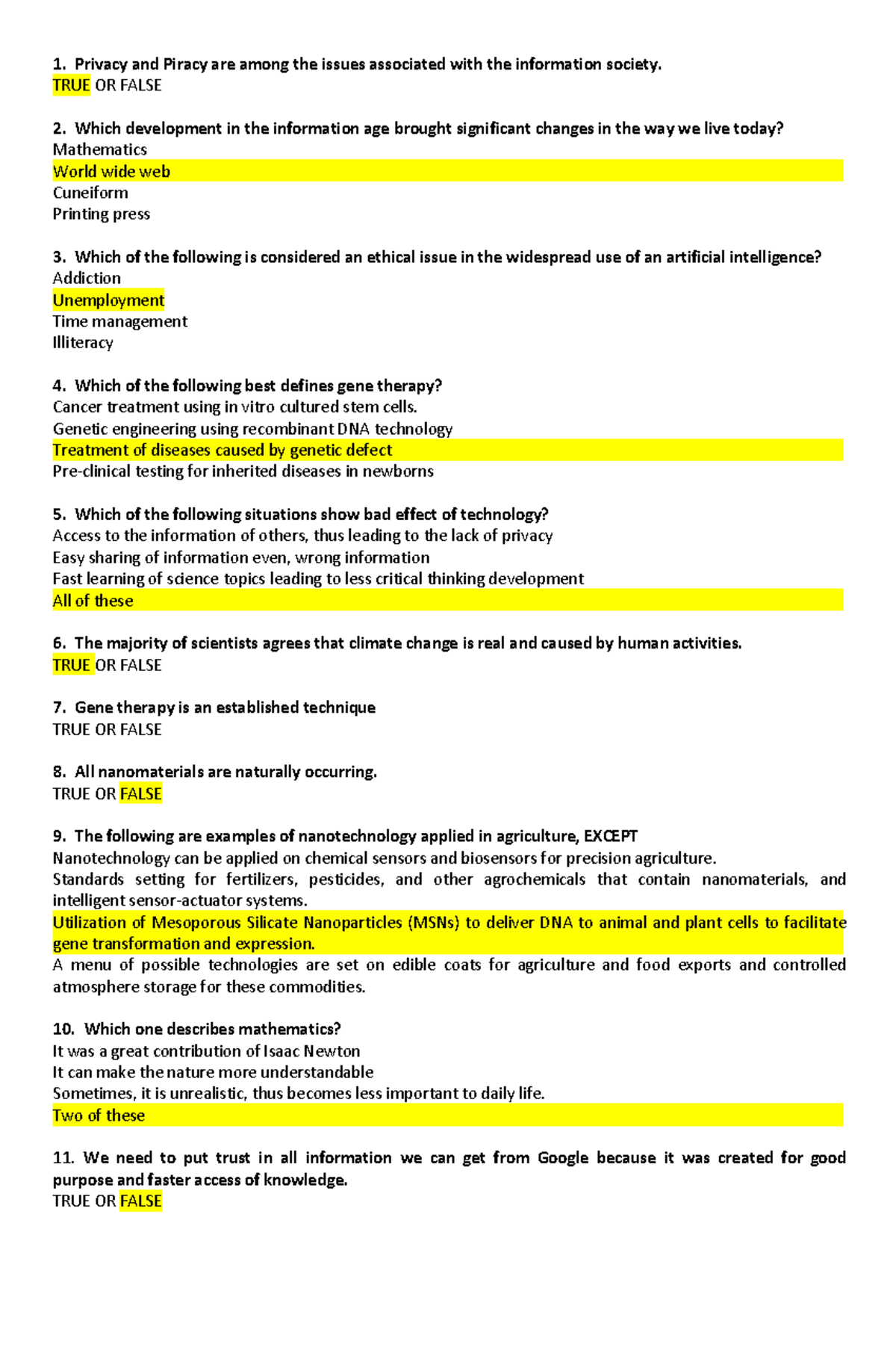 GE Final Examination - exam - Privacy and Piracy are among the issues associated with the - Studocu