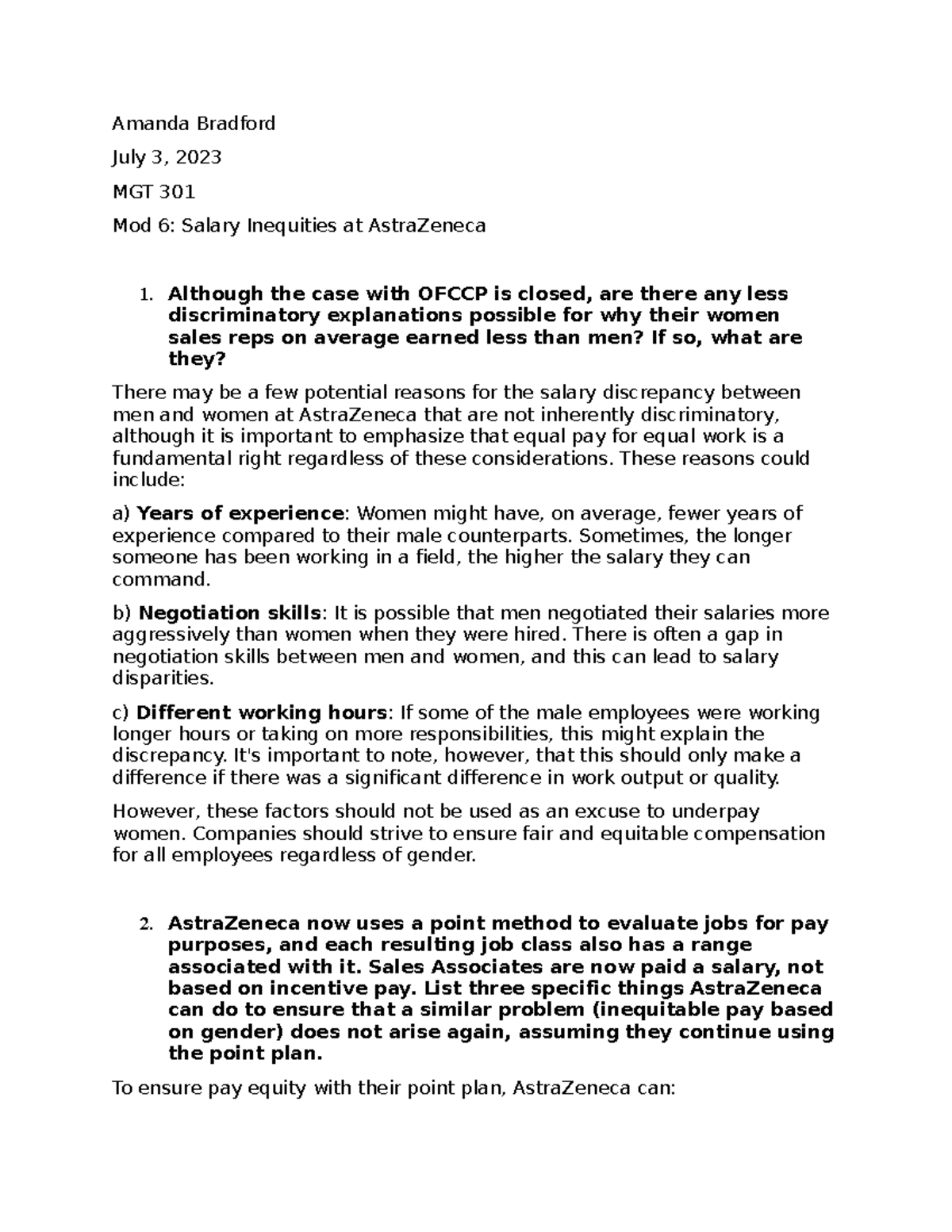 Bradford Amanda M6 - Module 6 Case study Assignment -Case Study Assignments - Amanda Bradford ...