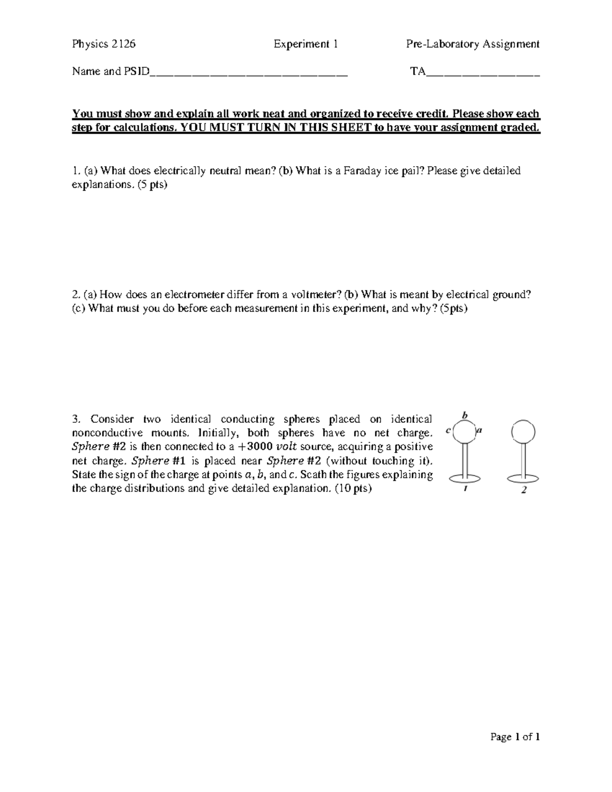 2126 Exp1 Pre Laboratory Assignment - Physics 2126 Experiment 1 Pre-Laboratory Assignment Name ...