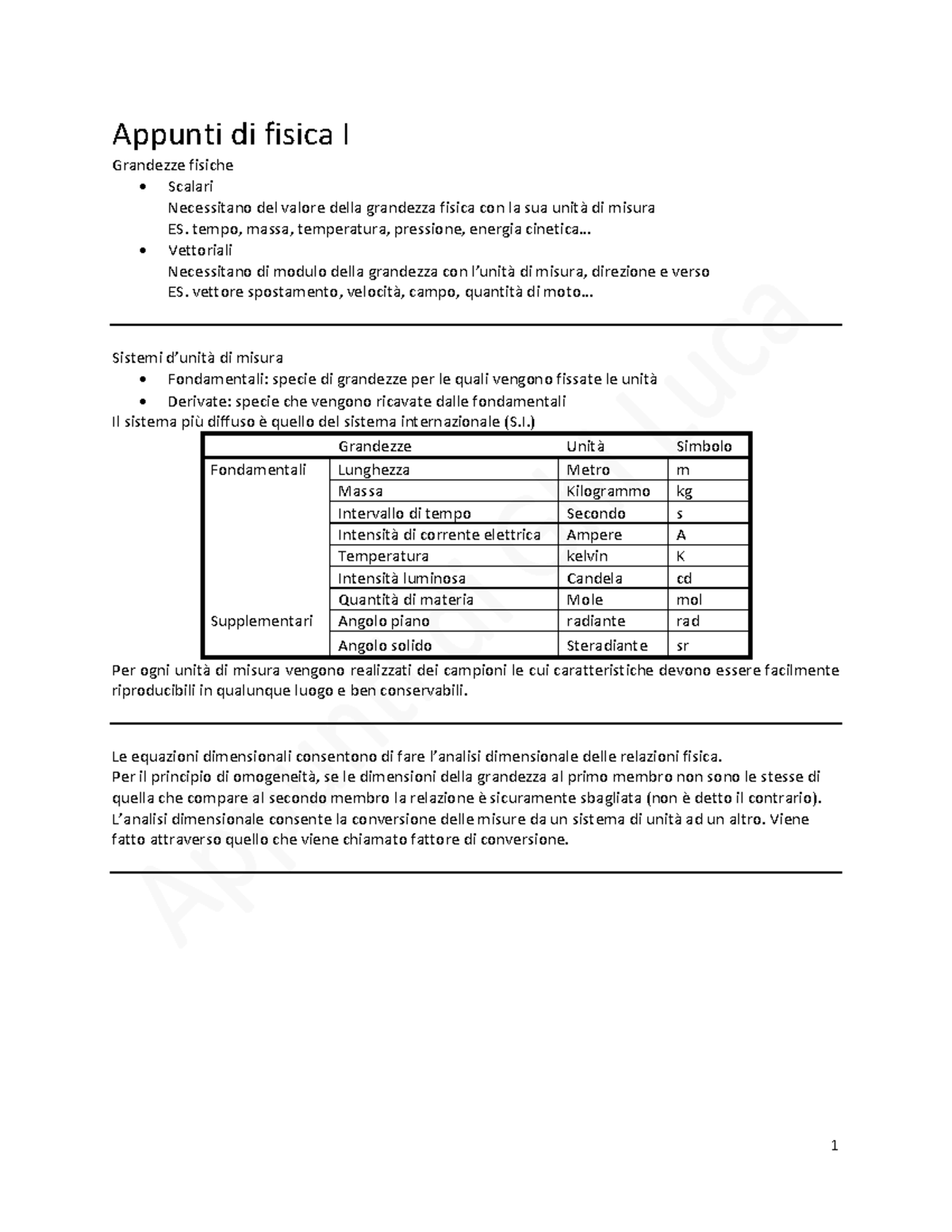 Appunti di fisica I - Warning: TT: undefined function: 32 Appunti di fisica I Grandezze fisiche ...