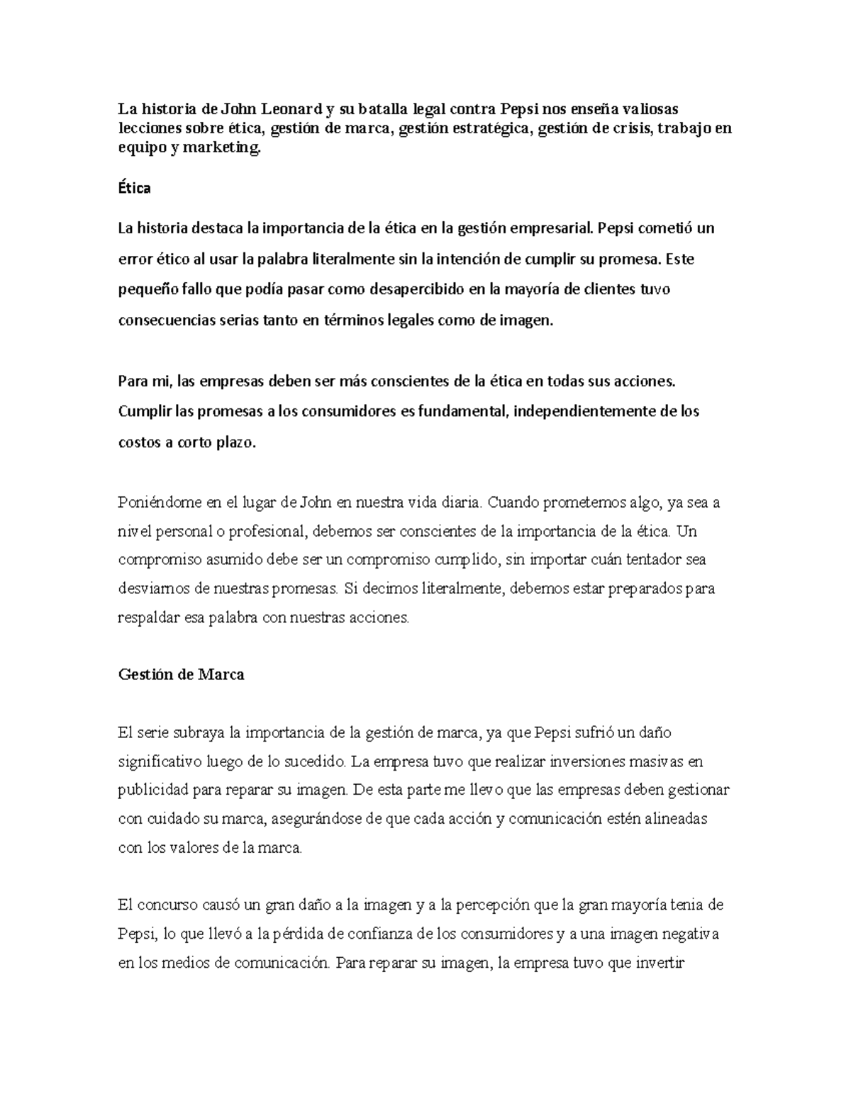 La historia de John Leonard y su batalla legal contra Pepsi nos enseña ...