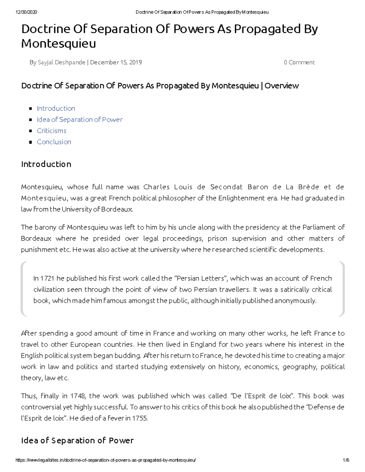 Doctrine Of Separation Of Powers As Propagated By Montesquieu-08 - By ...