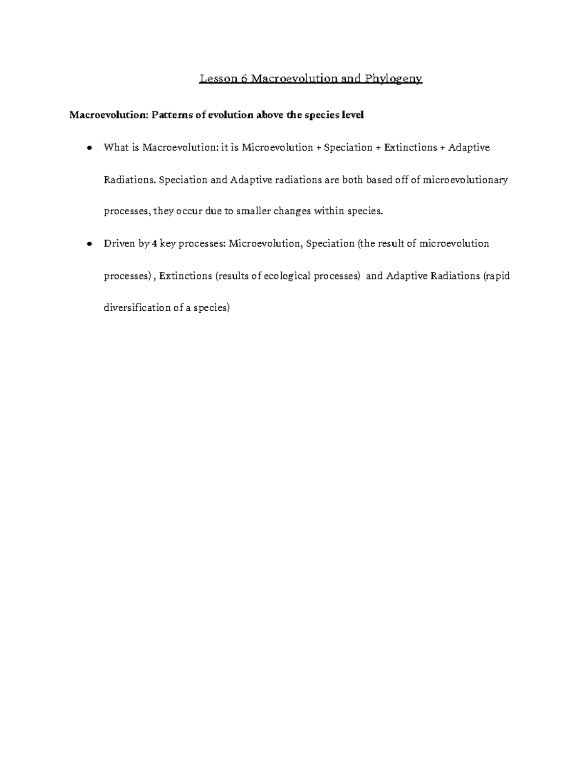 Bio Week 4 Lecture 6&7 - Lesson 6 Macroevolution and Phylogeny ...