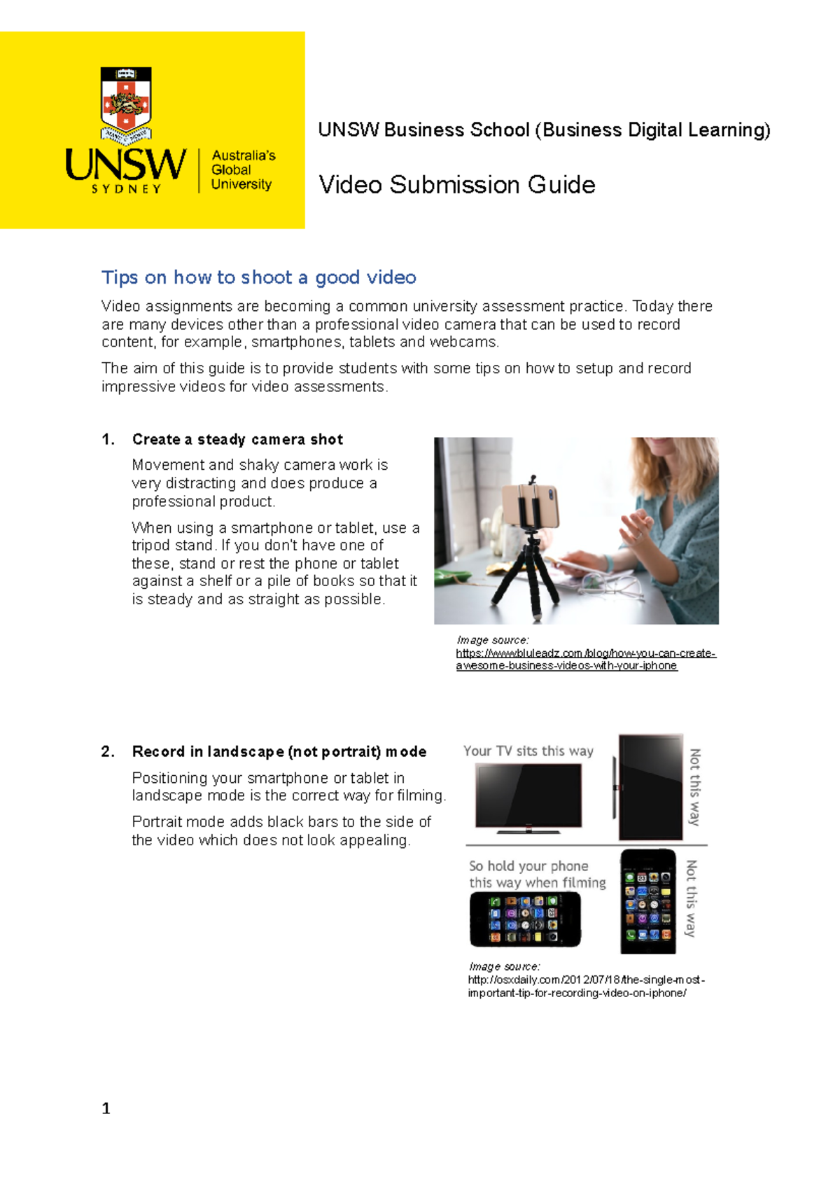 Video shoot Tips students for assessment - Tips on how to shoot a good ...