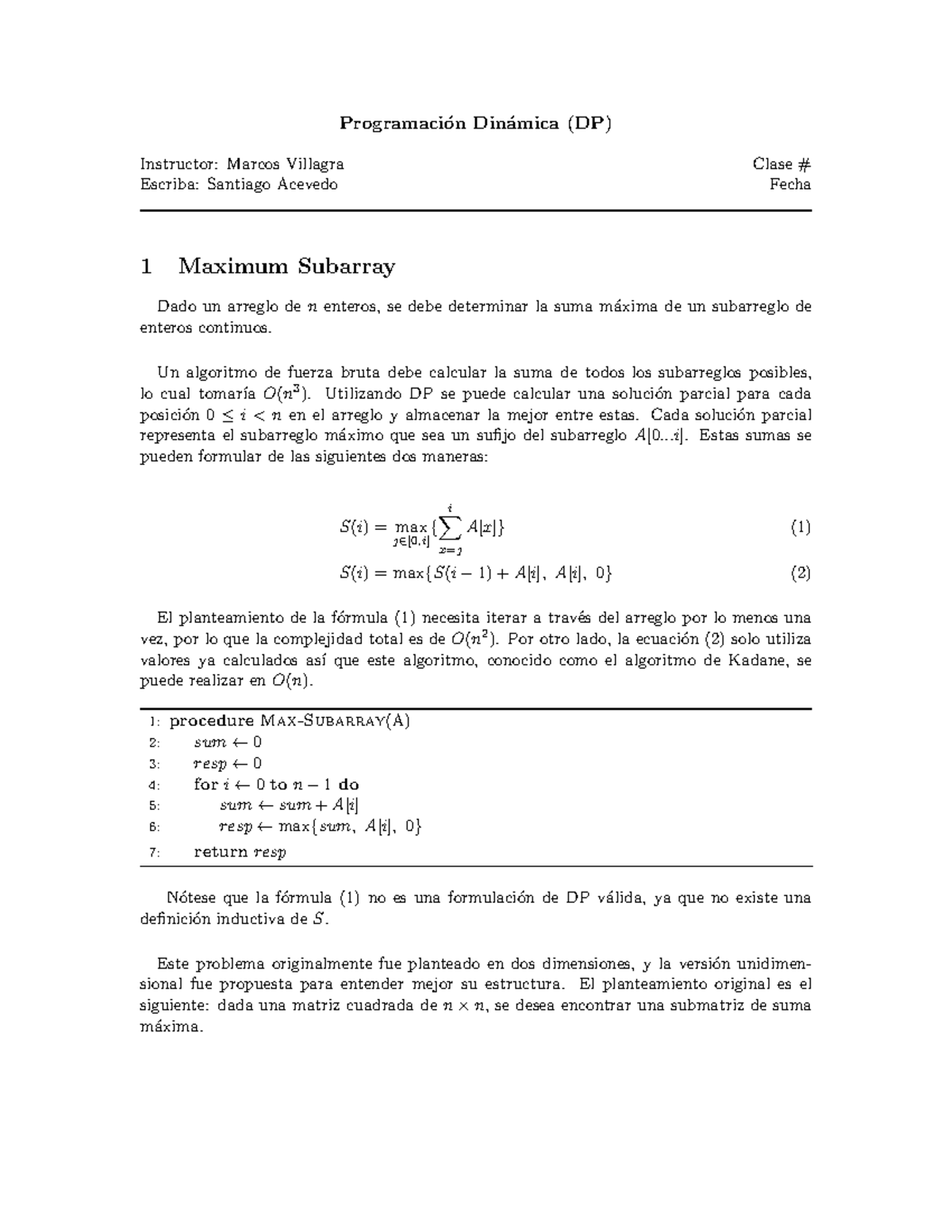 Programación Dinámica - Programaci ́on Din ́amica (DP) Instructor ...