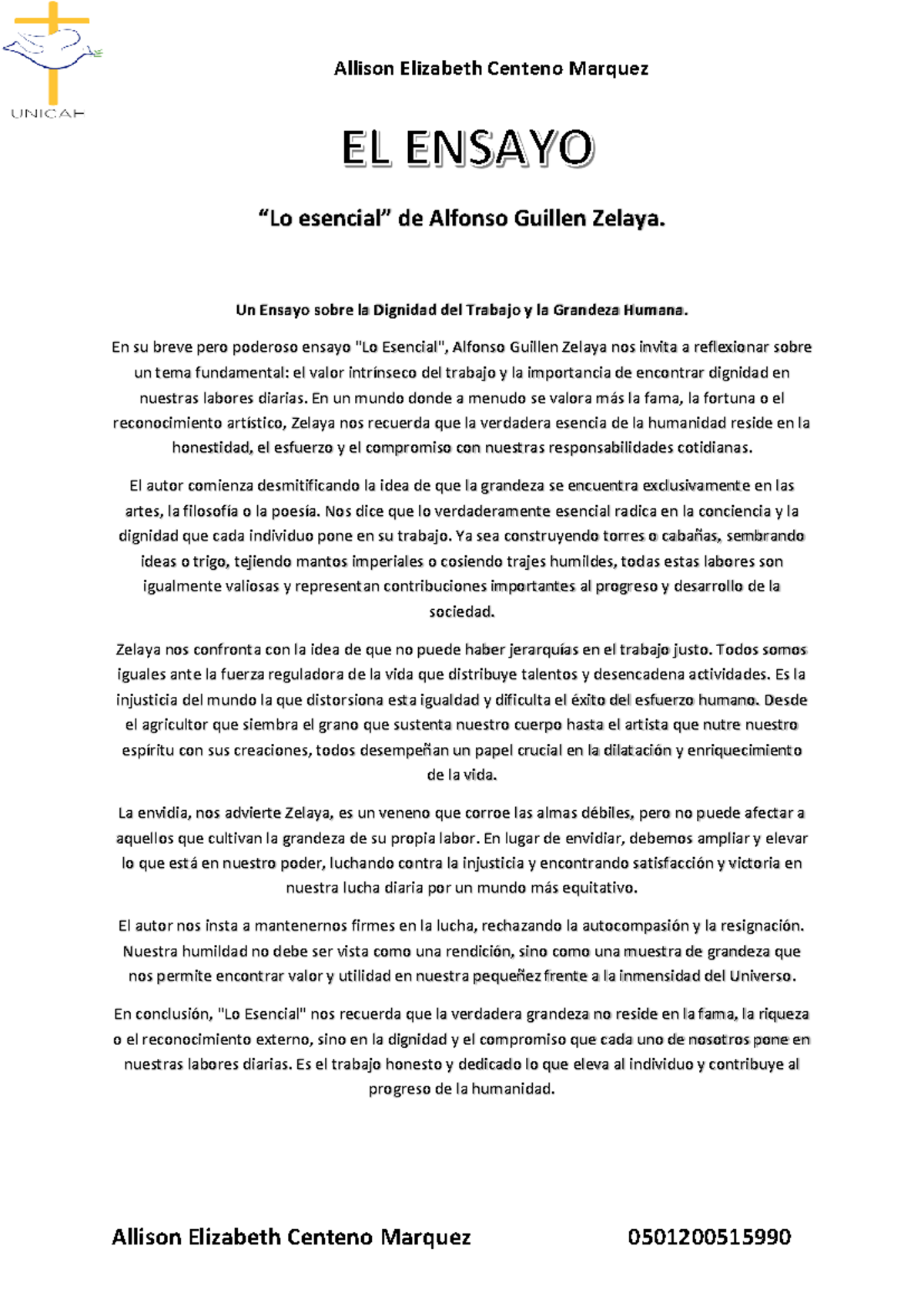 EL Ensayo (español III parcial) - Allison Elizabeth Centeno Marquez ...