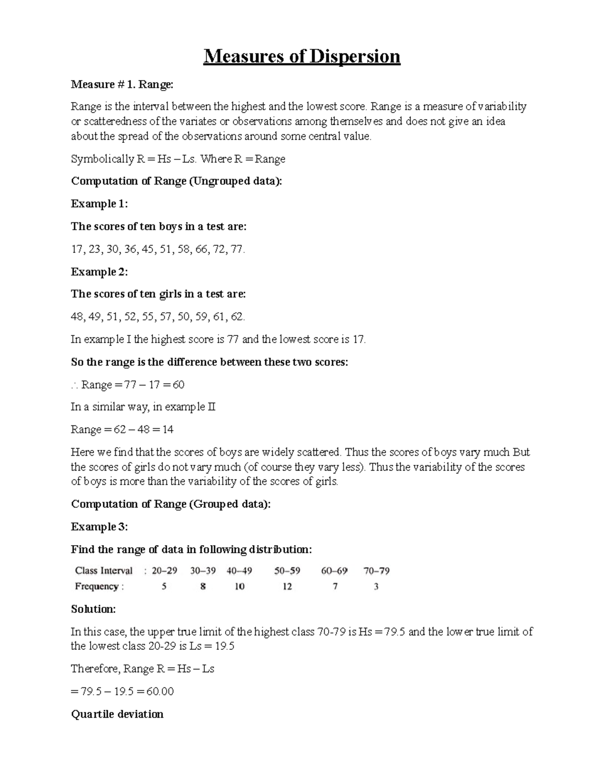 Measures of Dispersion - Measures of Dispersion Measure # 1. Range ...