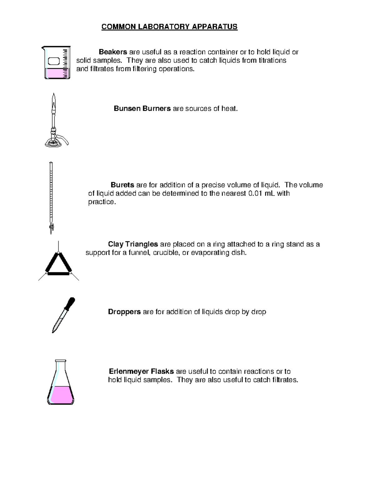 1 apparatus - good - COMMON LABORATORY APPARATUS Beakers are useful as ...