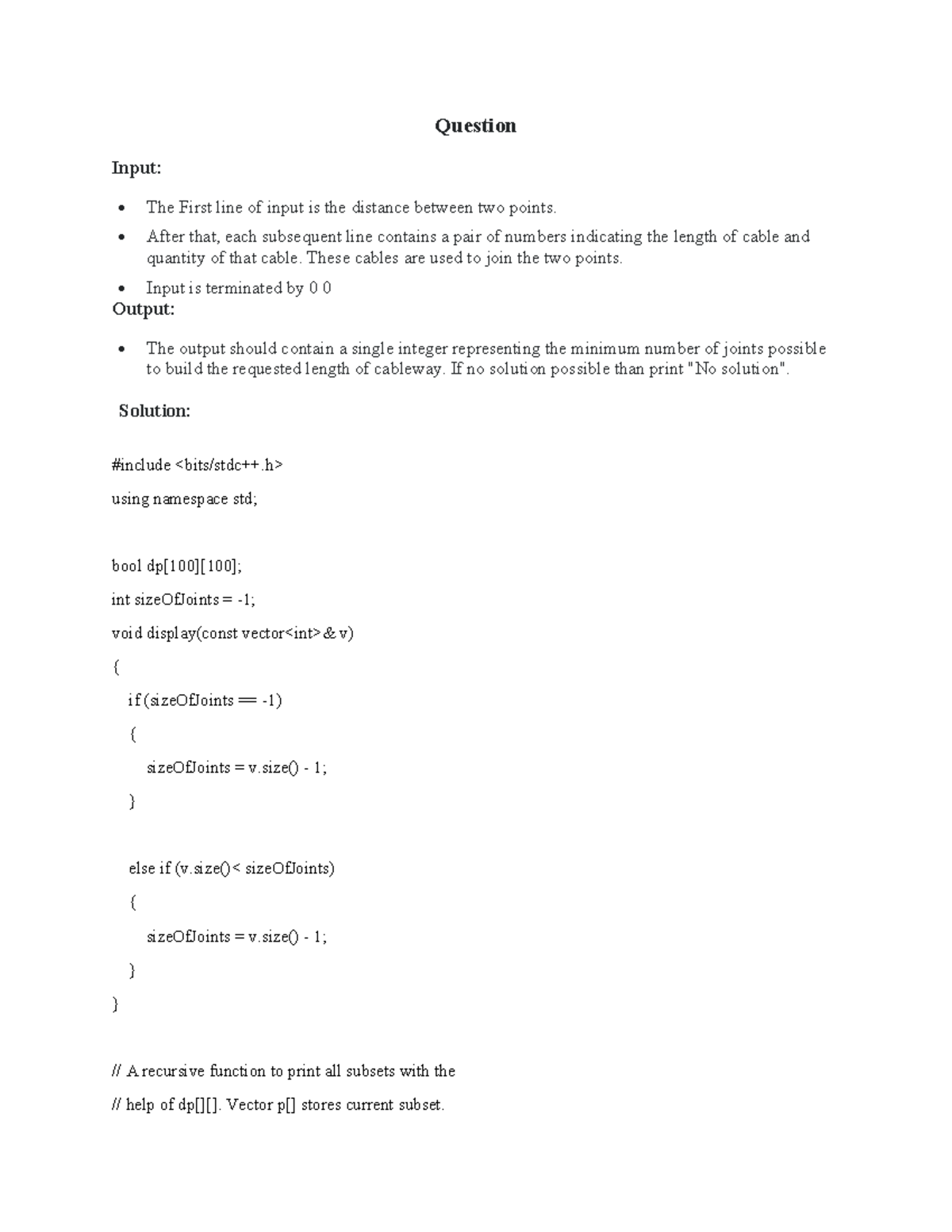 Assignment 3 develop Algorithm - Question Input: The First line of ...