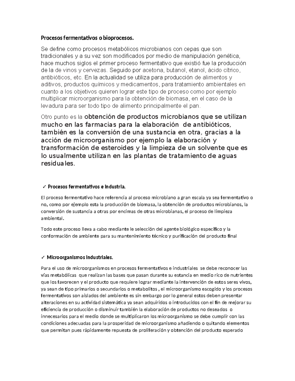 Procesos fermentativos o bioprocesos - Se define como procesos metabólicos microbianos con cepas ...