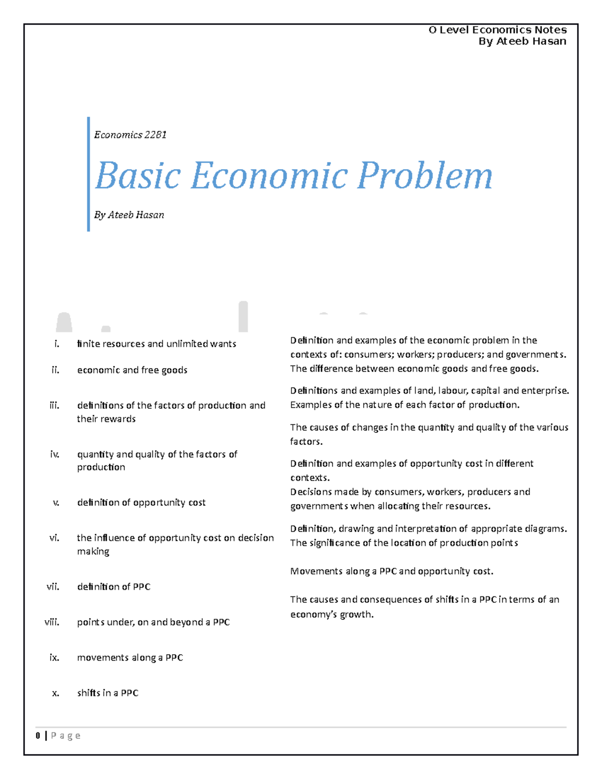 Basic Economic Problem - Micro Economics - Karachi University - Studocu