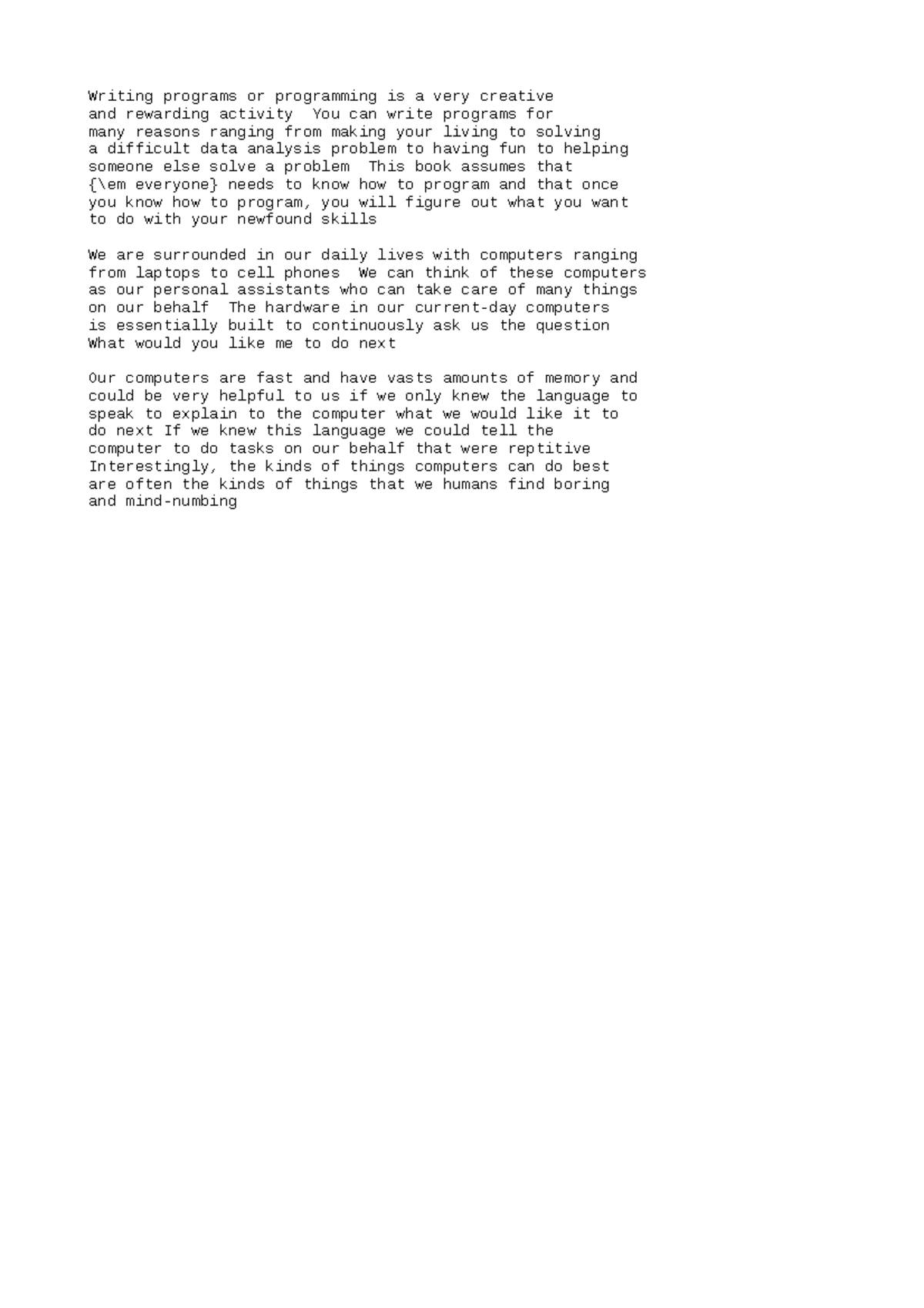 Word - Example - Writing programs or programming is a very creative and ...