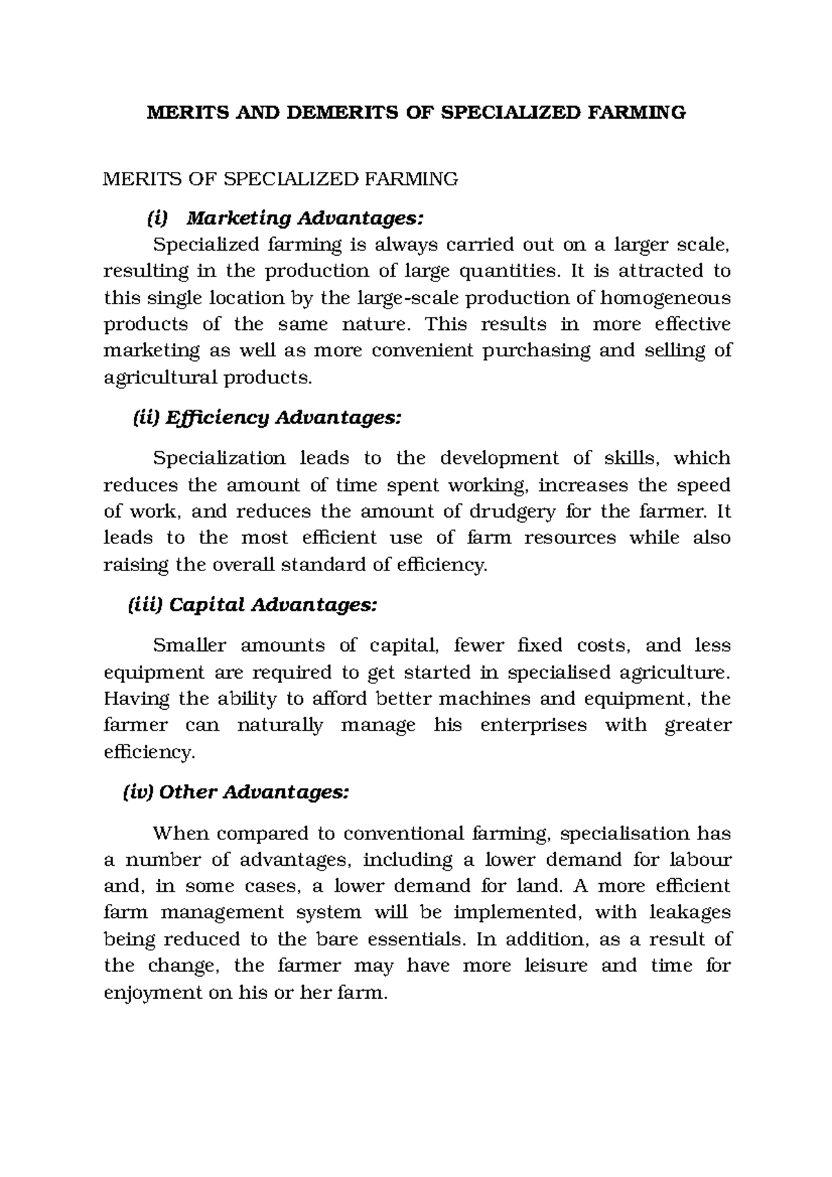 Merits AND Demerits OF Specialized Farming - Agricultural Economics ...