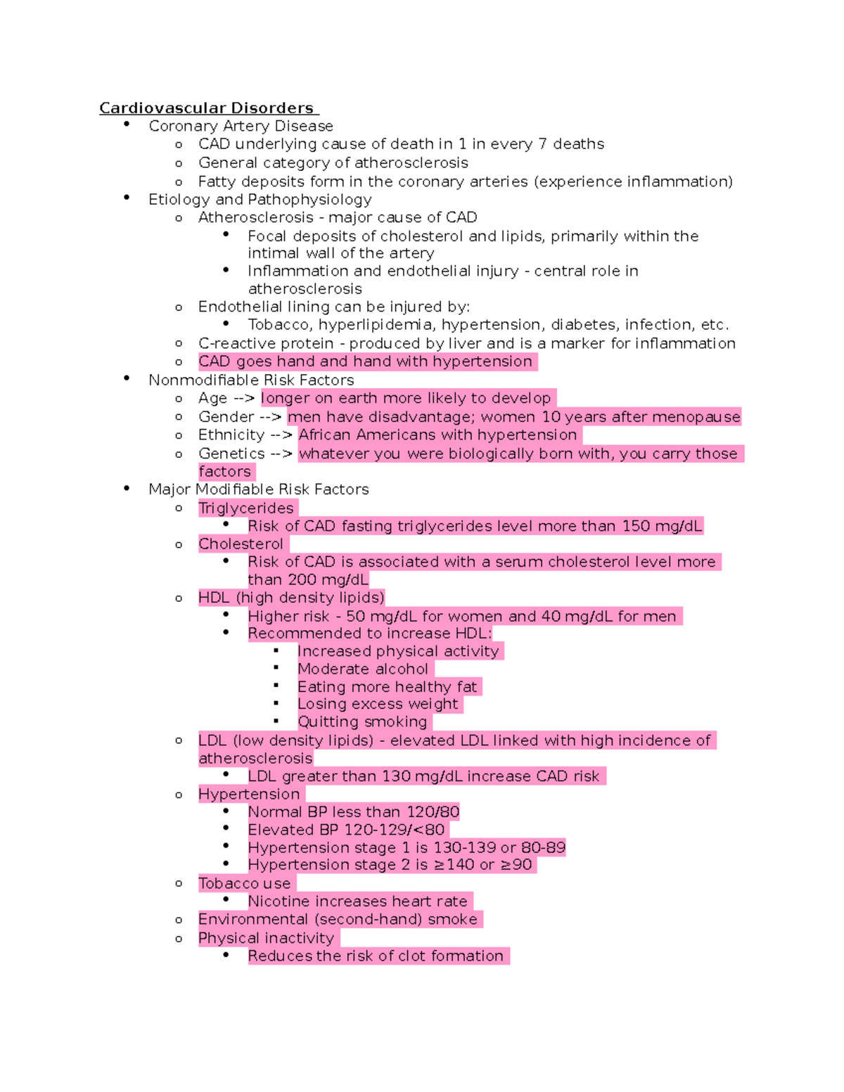 Cardiovascular disorders - Cardiovascular Disorders Coronary Artery ...