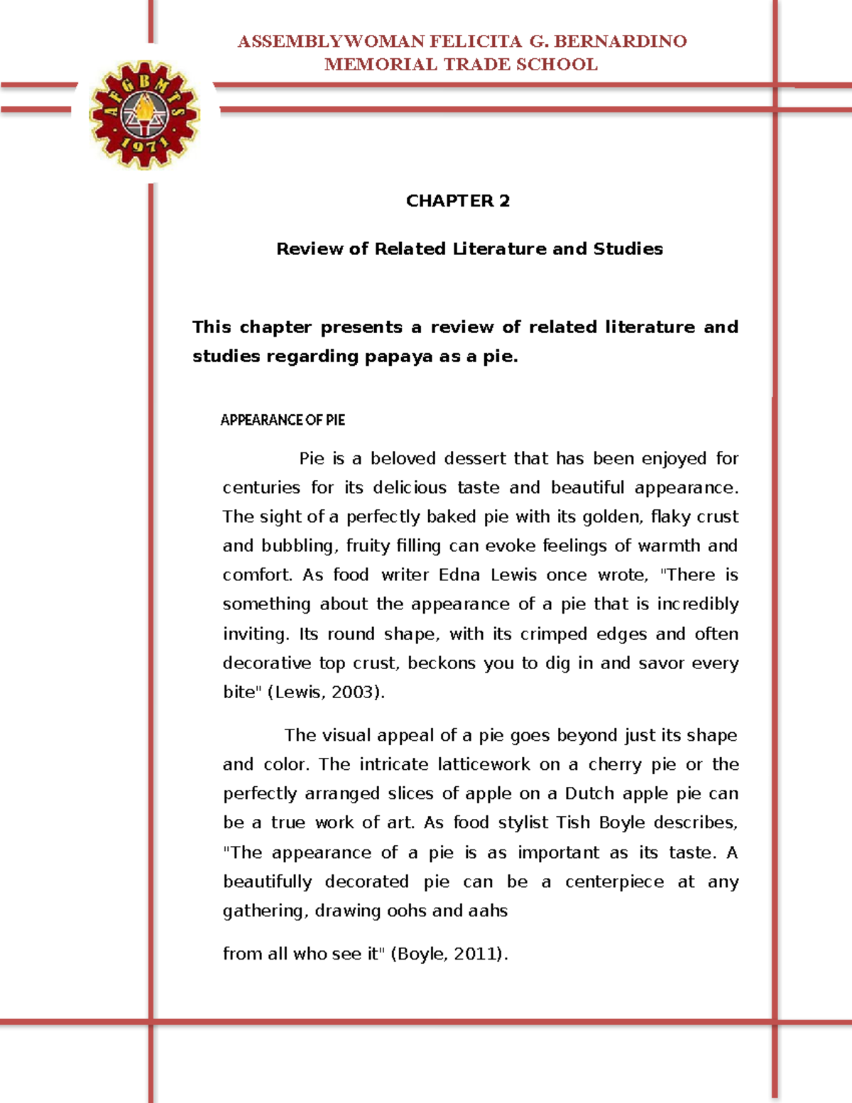 HE1C Group 1 Chapter 2 PR1 - MEMORIAL TRADE SCHOOL CHAPTER 2 Review of ...