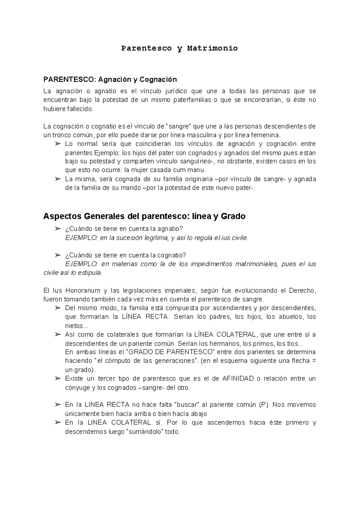 Matrimonio en Roma - Parentesco y Matrimonio PARENTESCO: Agnación y ...