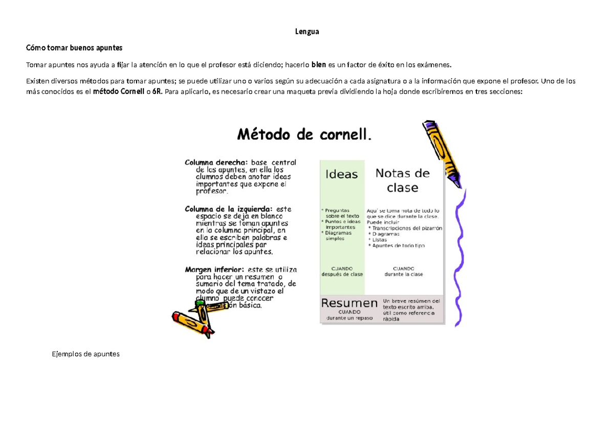 Cómo tomar buenos apuntes - Lengua Cómo tomar buenos apuntes Tomar ...