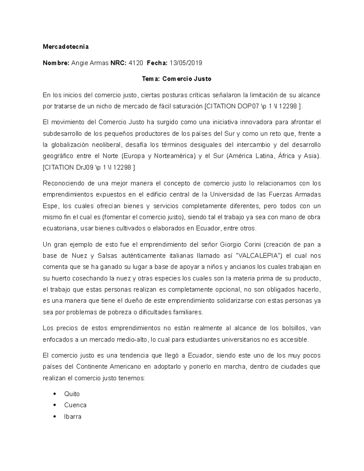 Armas Angie-4120-E1 - Apuntes necesarios - Mercadotecnia Nombre: Angie ...