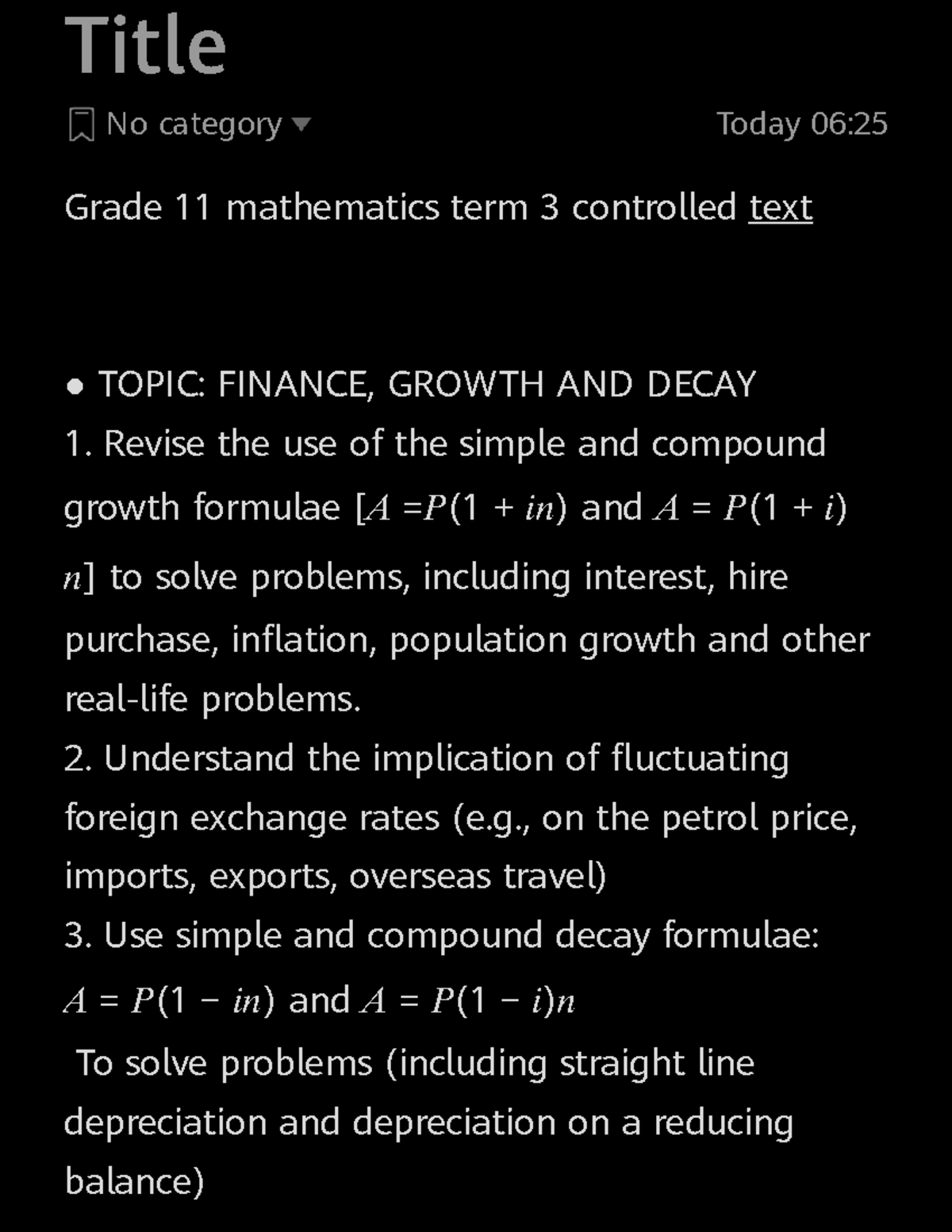 Grade 11 term3 mathematics scope - Title No category Today 06: Grade 11 ...