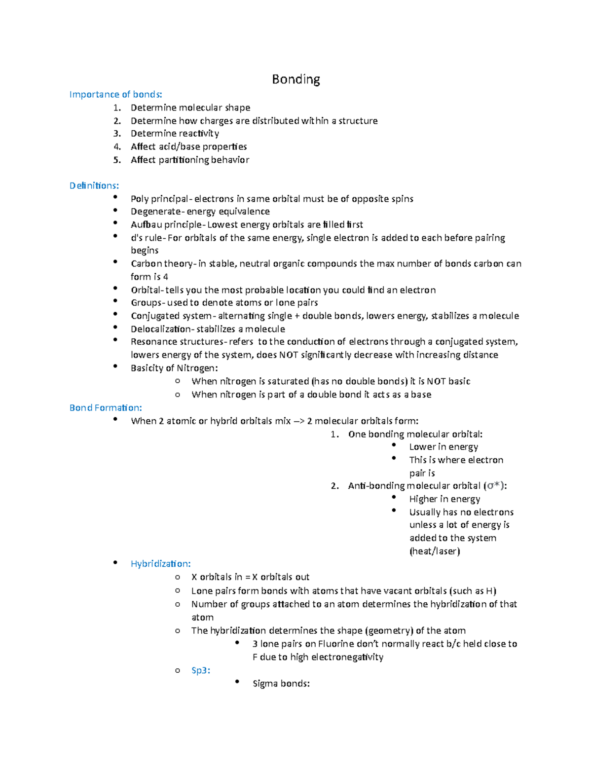 Bonding lecture notes - Bonding Importance of bonds: 1. Determine ...