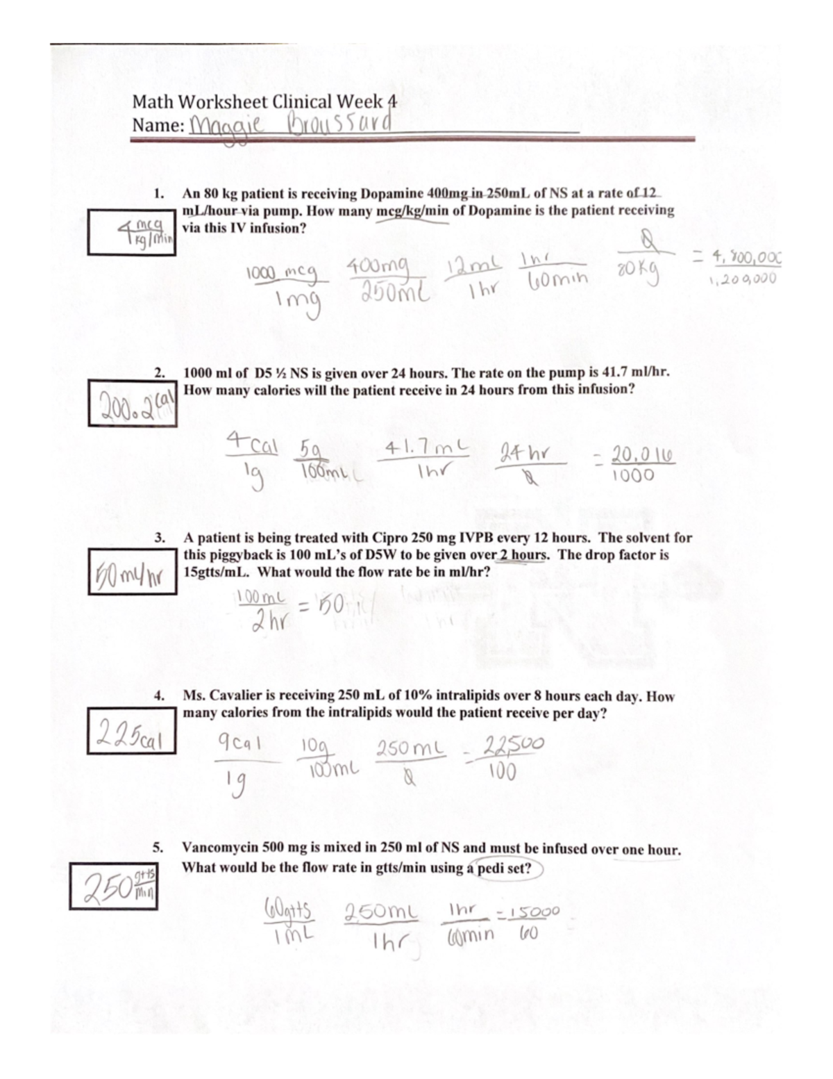 Math Worksheet Clinical Week - NURS 355 - Studocu
