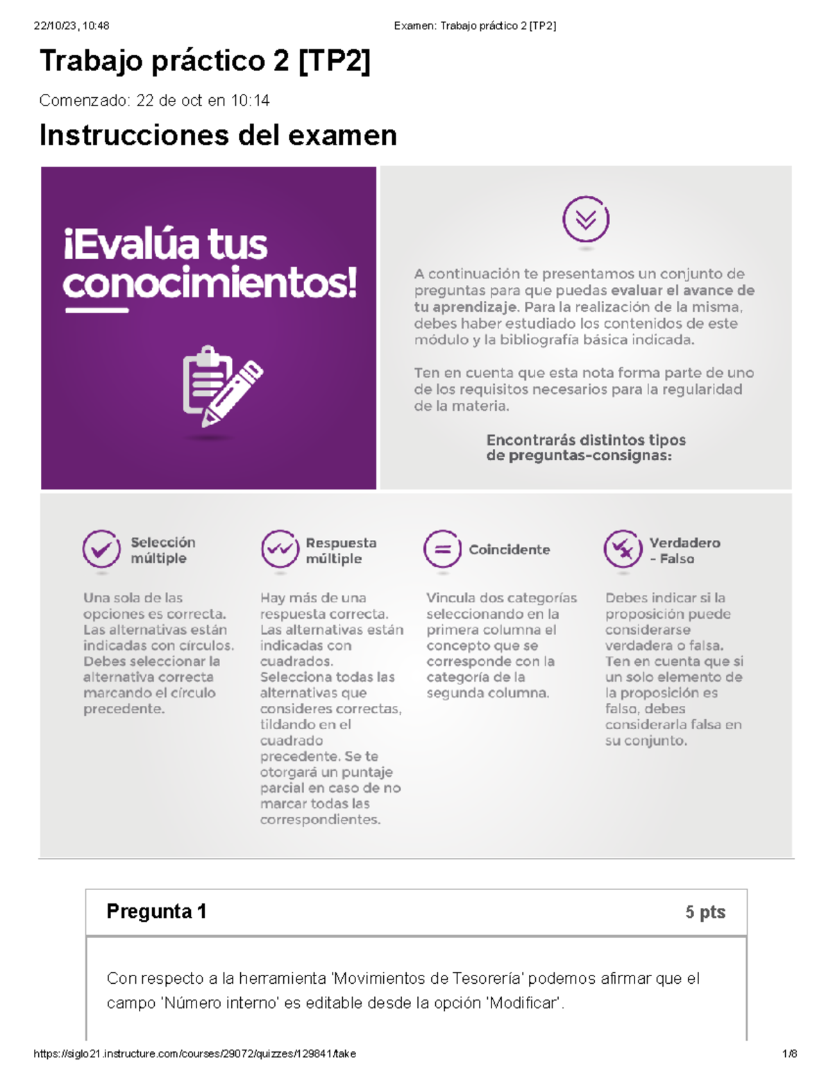 Examen Trabajo práctico 2 [TP2] - Trabajo práctico 2 [TP2] Comenzado: 22 de oct en 10 ...
