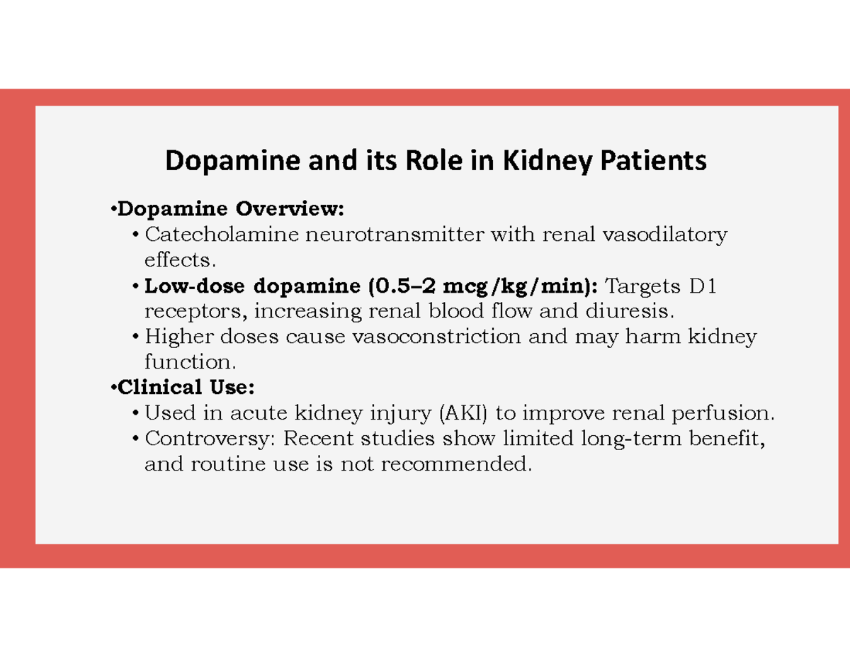 Dopamine+Slides - Kidneys dopamine - Dopamine and its Role in Kidney ...