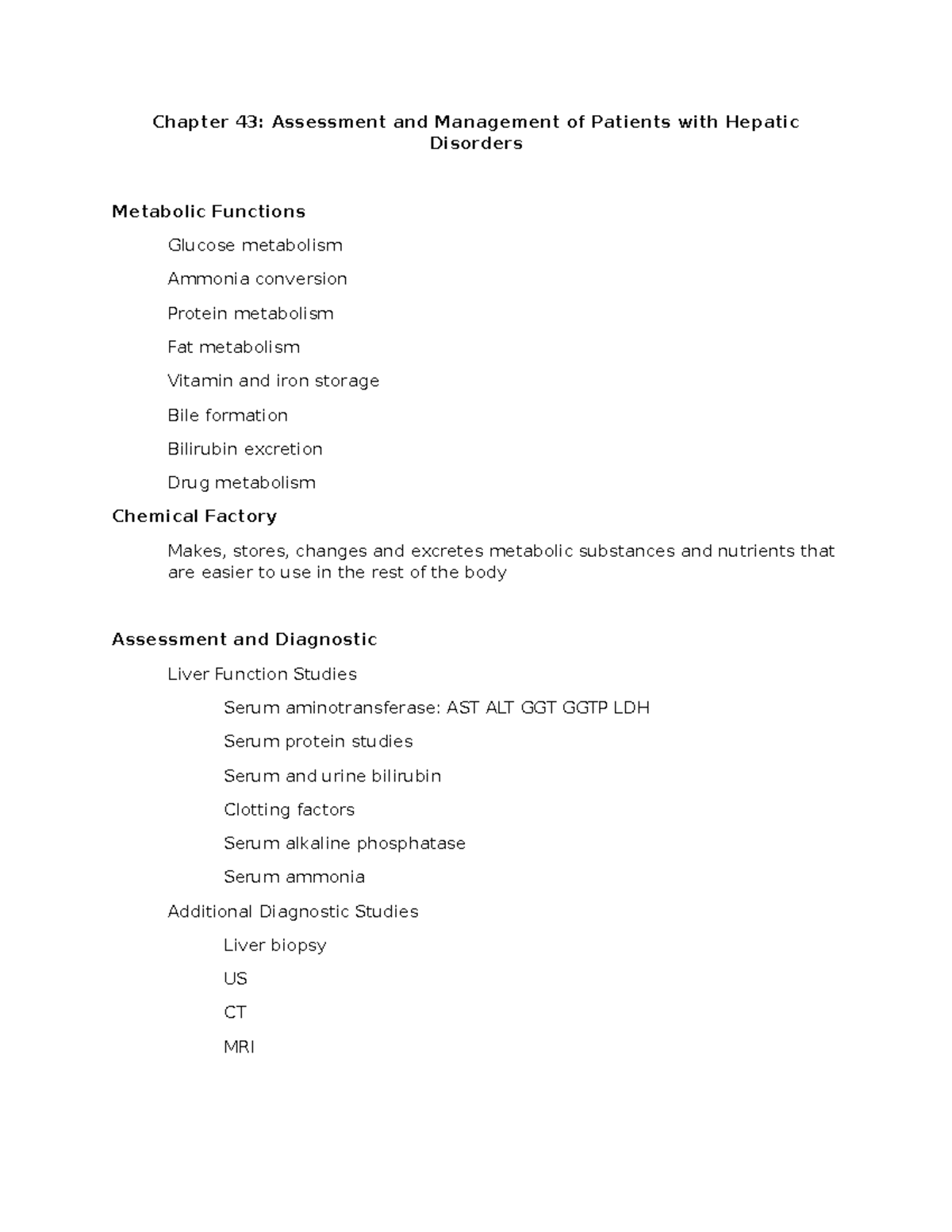 Chapter 43 - Powerpoint Notes - Chapter 43: Assessment and Management ...