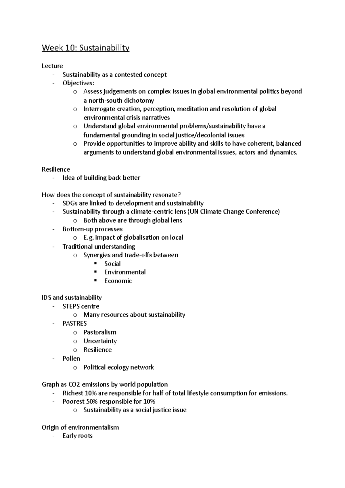 Week 10- Sustainability - Week 10: Sustainability Lecture ...