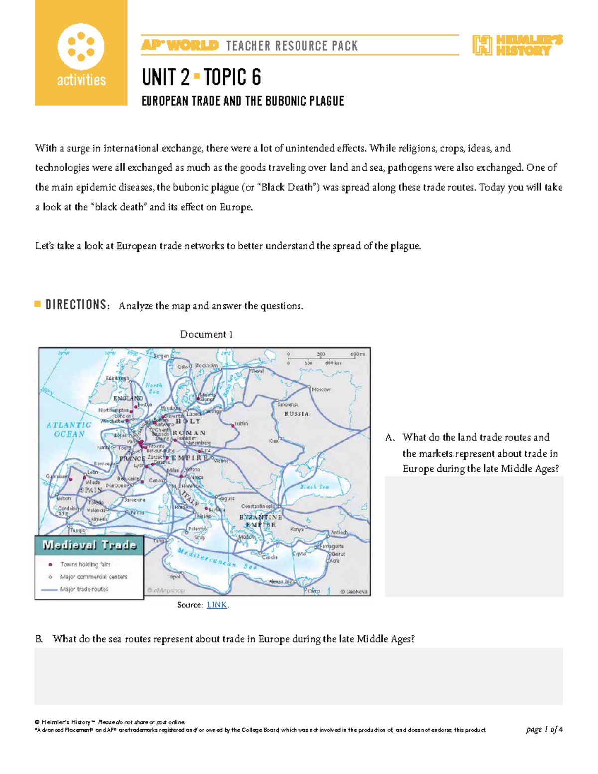 Midterm 2.6 European Trade and the Bubonic Plague - © Heimler’s History ...