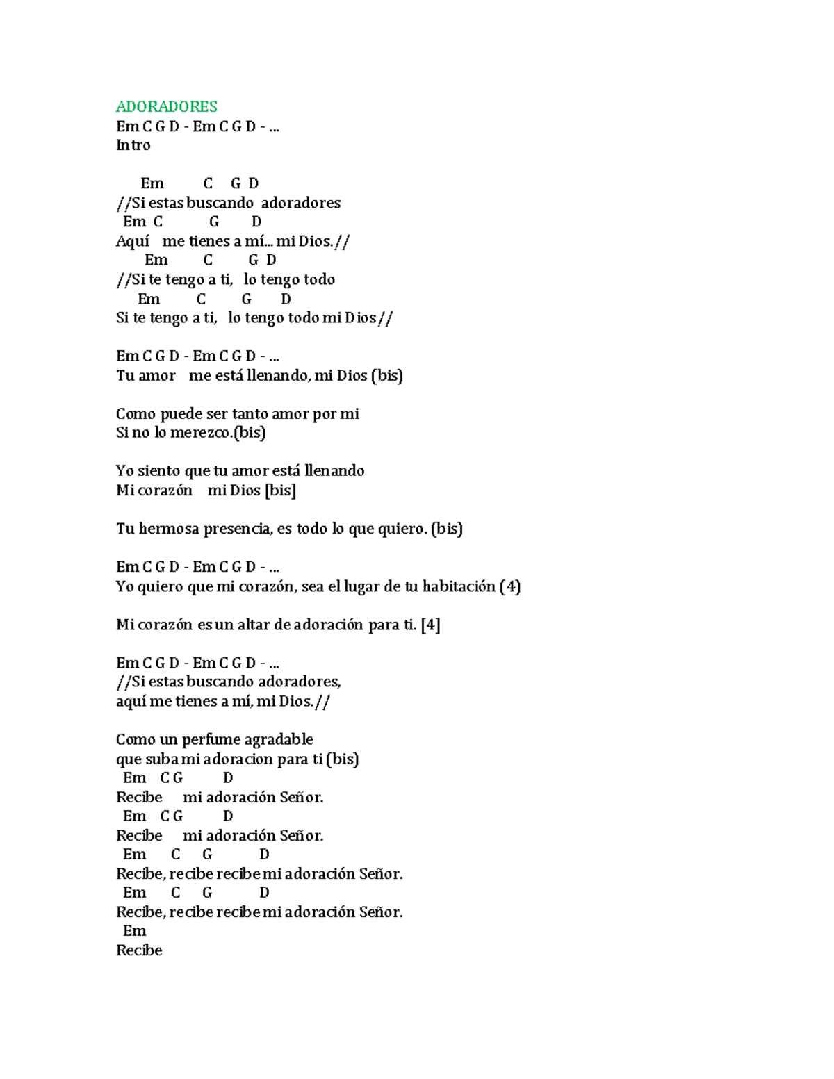 Comando GAF Gozos-Copy - ADORADORES Em C G D - Em C G D - ... Intro Em ...