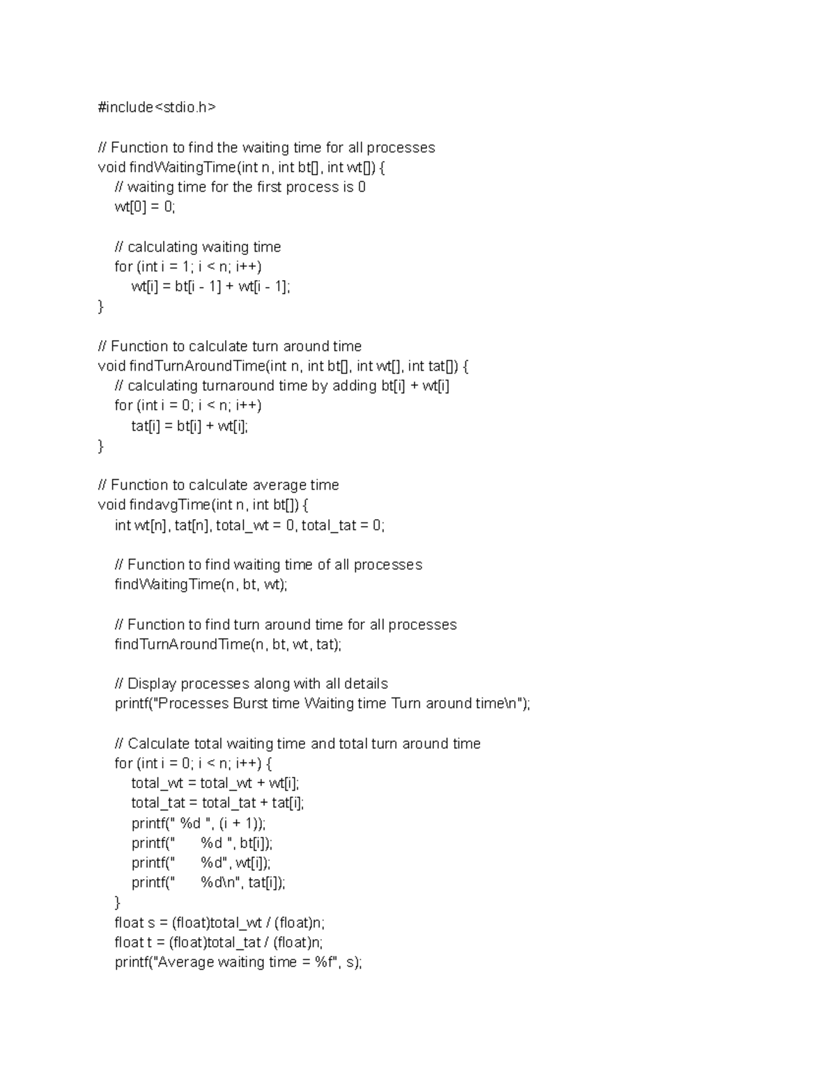 Os lab - os lab - #include // Function to find the waiting time for all processes void - Studocu
