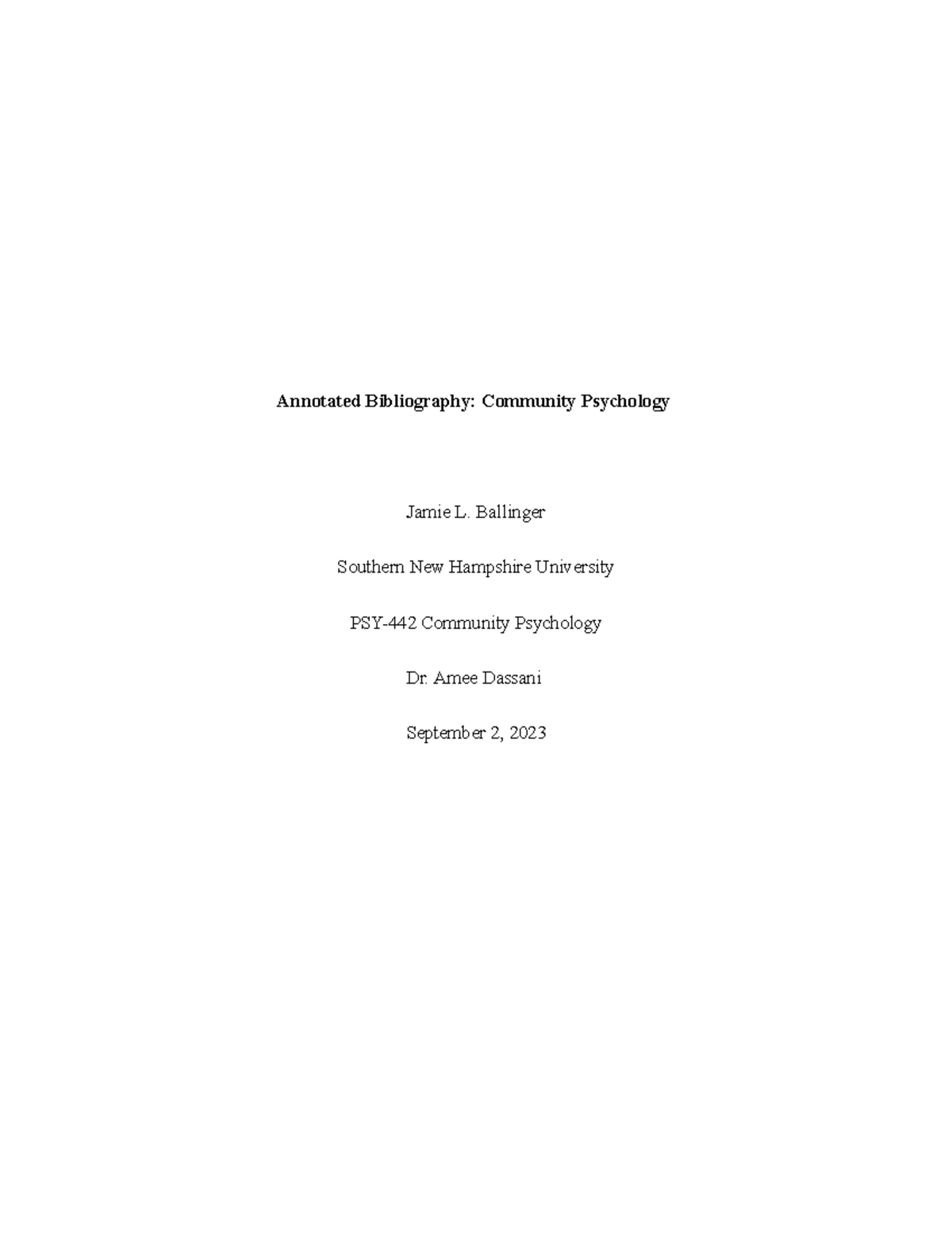 Annotated Bibliography Module 2 - Annotated Bibliography: Community ...