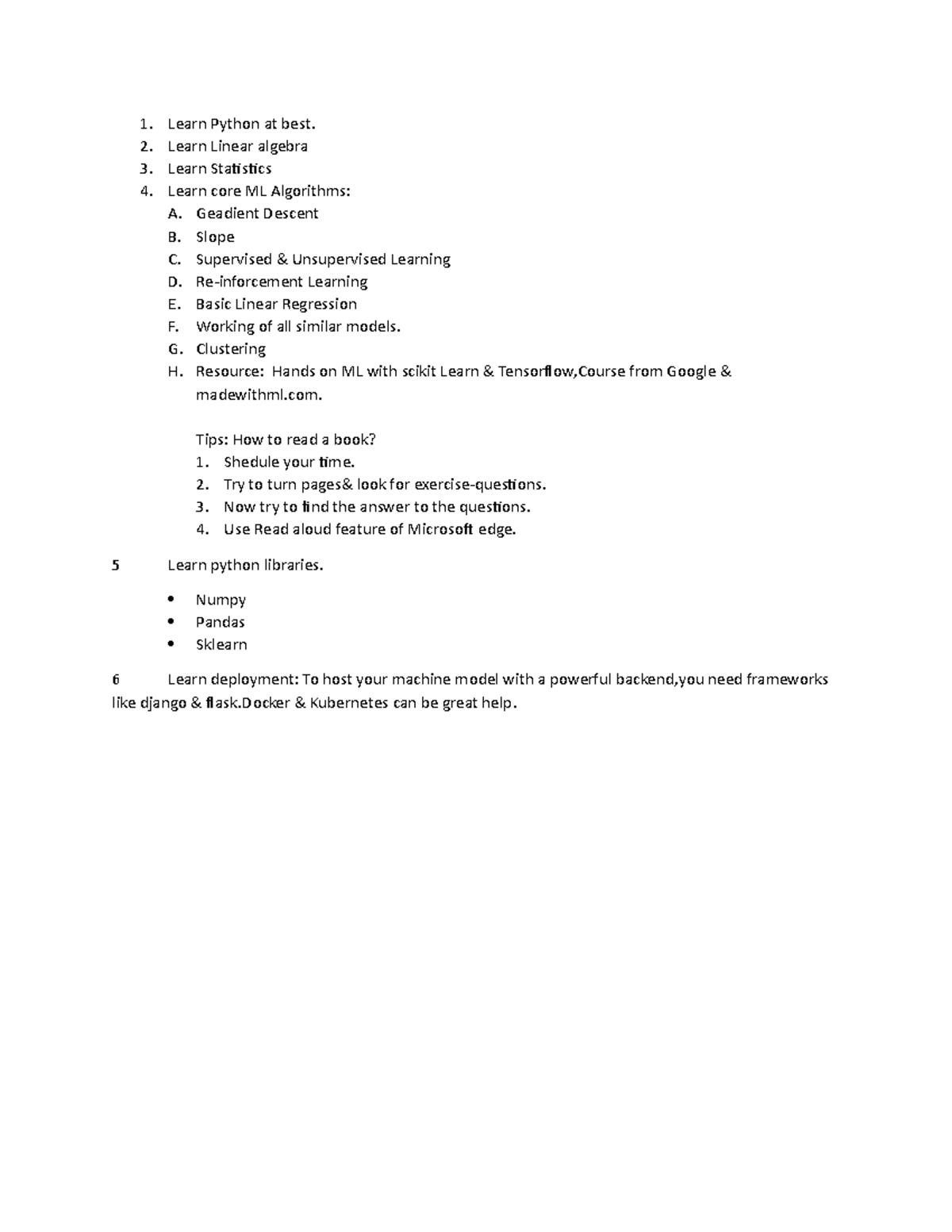 ML Roadmap - Lecture notes 1 - Learn Python at best. Learn Linear ...