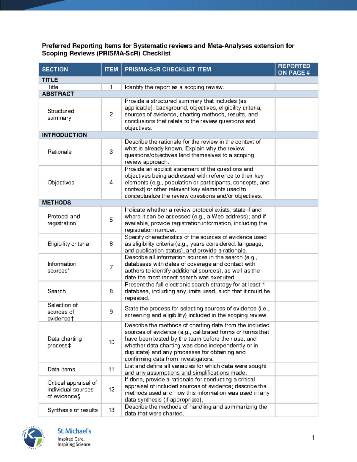 Prisma-Sc R-Checklist - 1 Preferred Reporting Items for Systematic ...