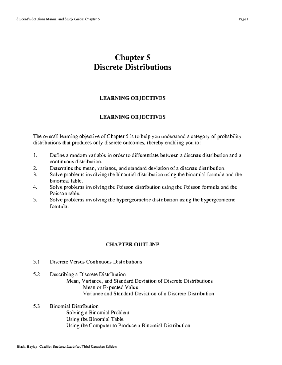 Chapter 5 questions stats - Chapter 5 Discrete Distributions LEARNING ...