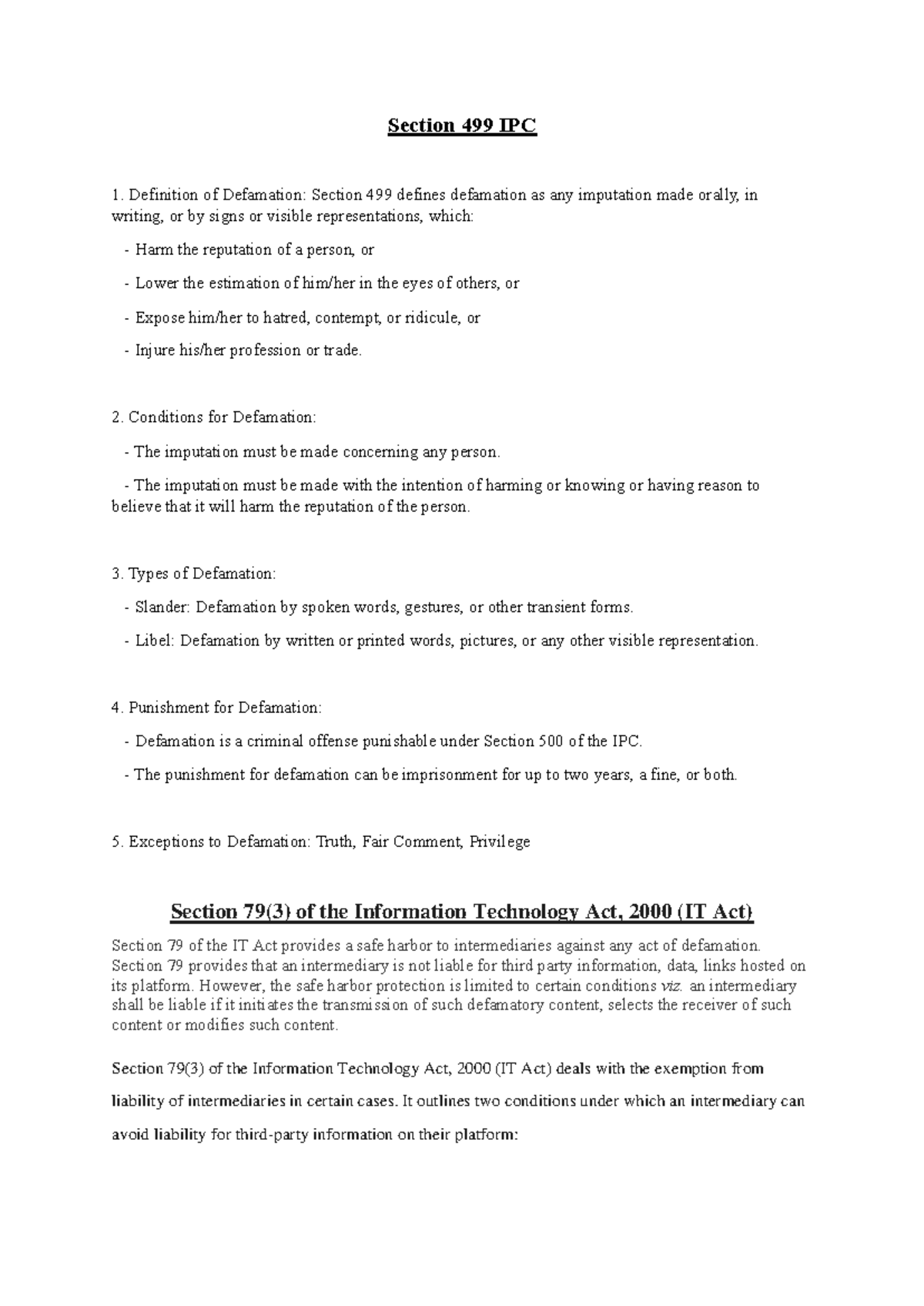 DOC-20240822-WA0007 - Notes on defamation - Section 499 IPC 1 ...