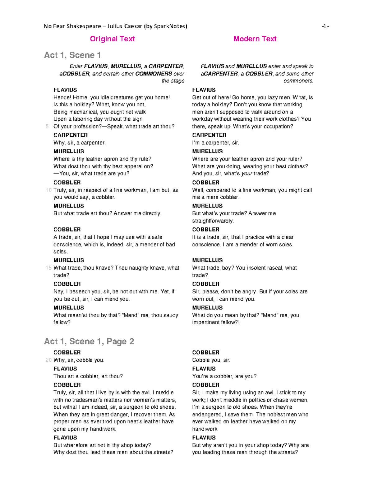 Julius Caesar - Original Text Modern Text Act 1, Scene 1 Enter FLAVIUS ...