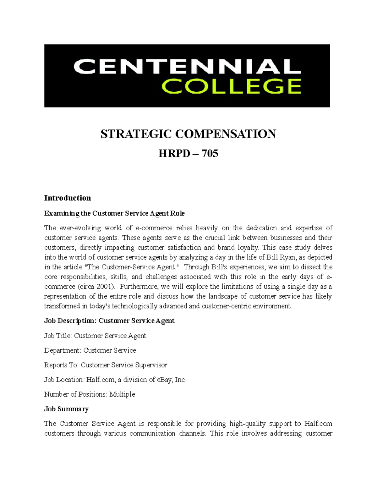 Compensation - case study - STRATEGIC COMPENSATION HRPD – 705 ...