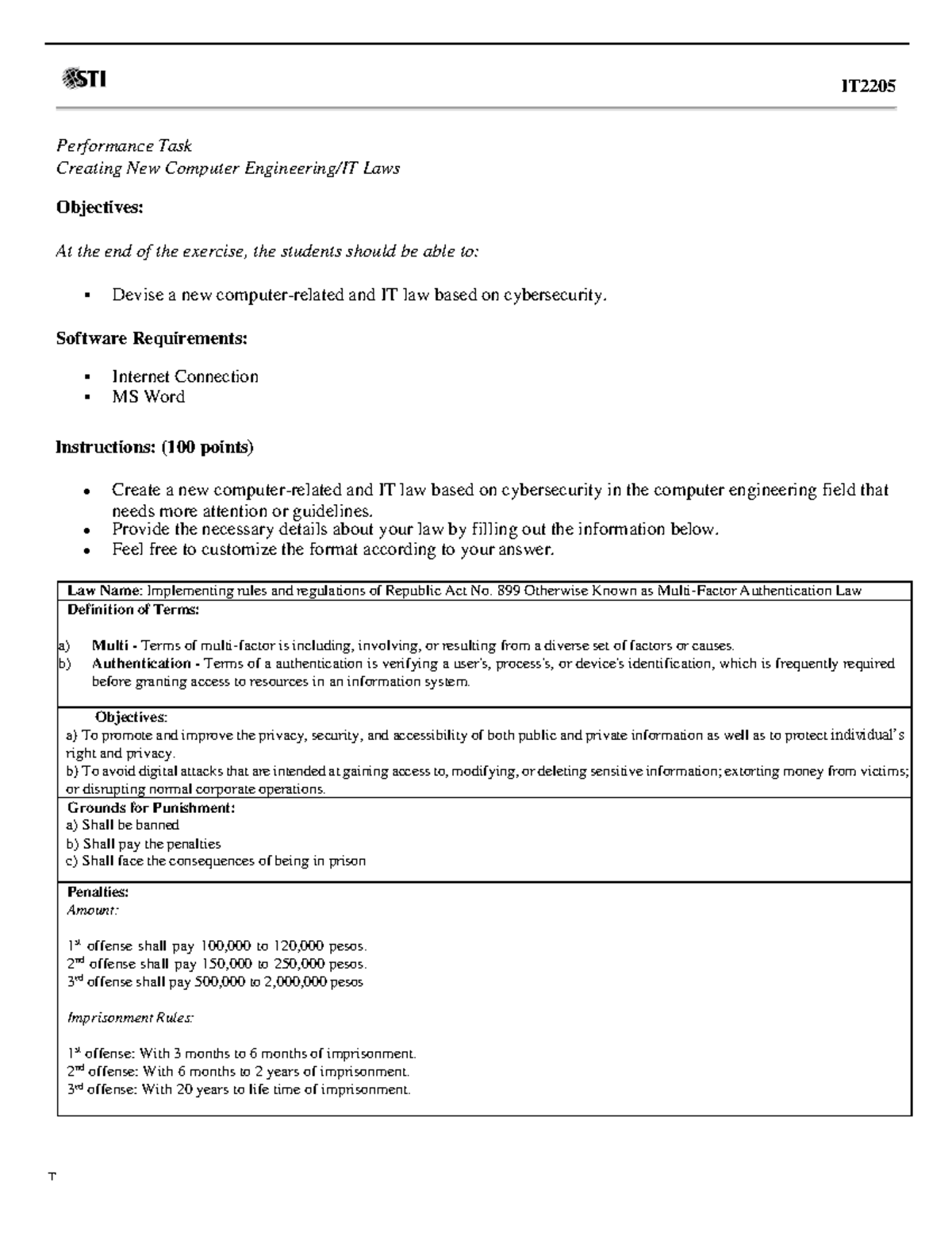 02 Performance Task 1 - laboratoty - T IT Performance Task Creating New Computer Engineering/IT ...
