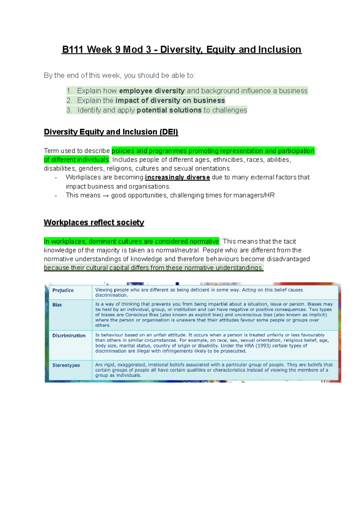 B111 Week 9 Mod 3 - Diversity, Equity and Inclusion - B111 Week 9 Mod 3 ...