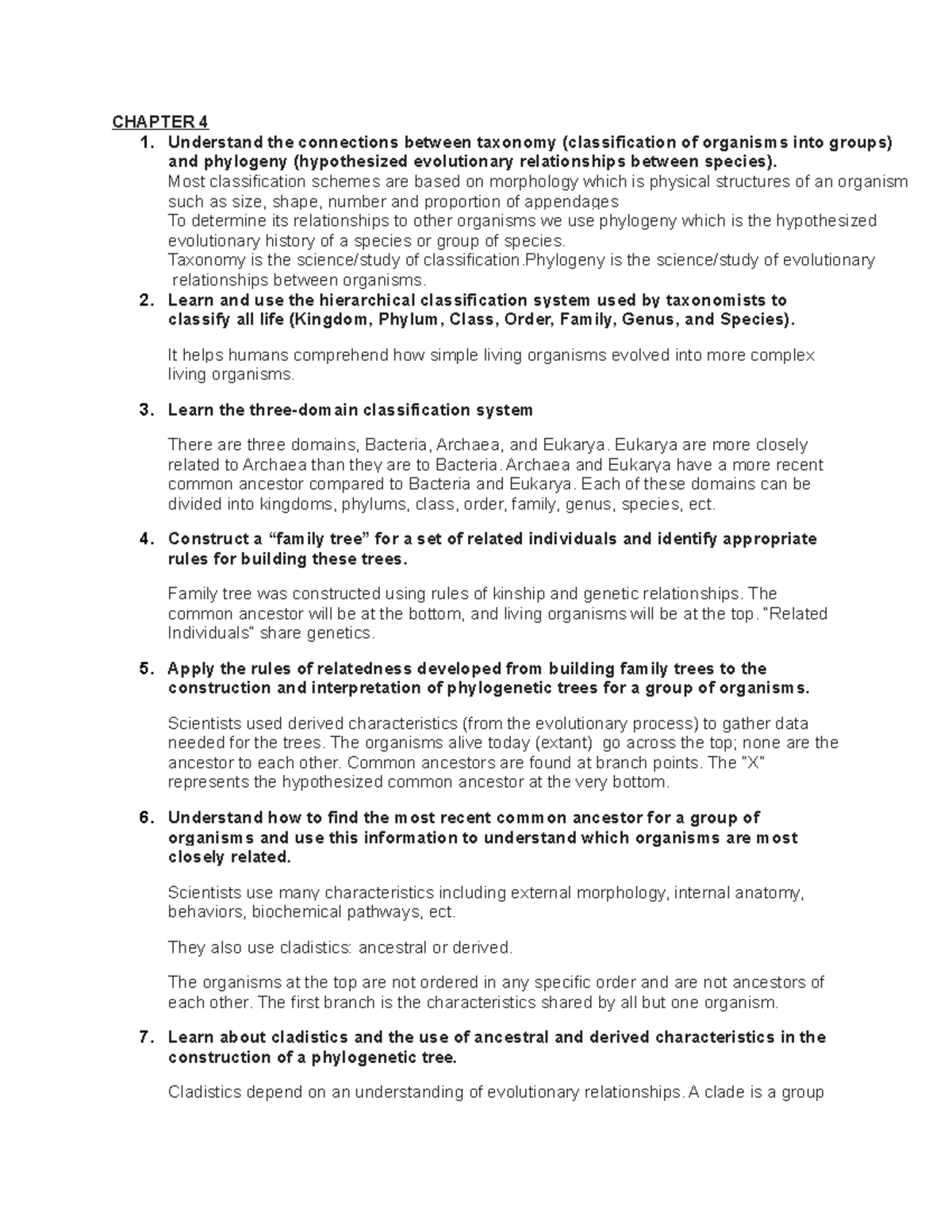 Bio chapter 1 class 4 - Eva horne - CHAPTER 4 Understand the ...
