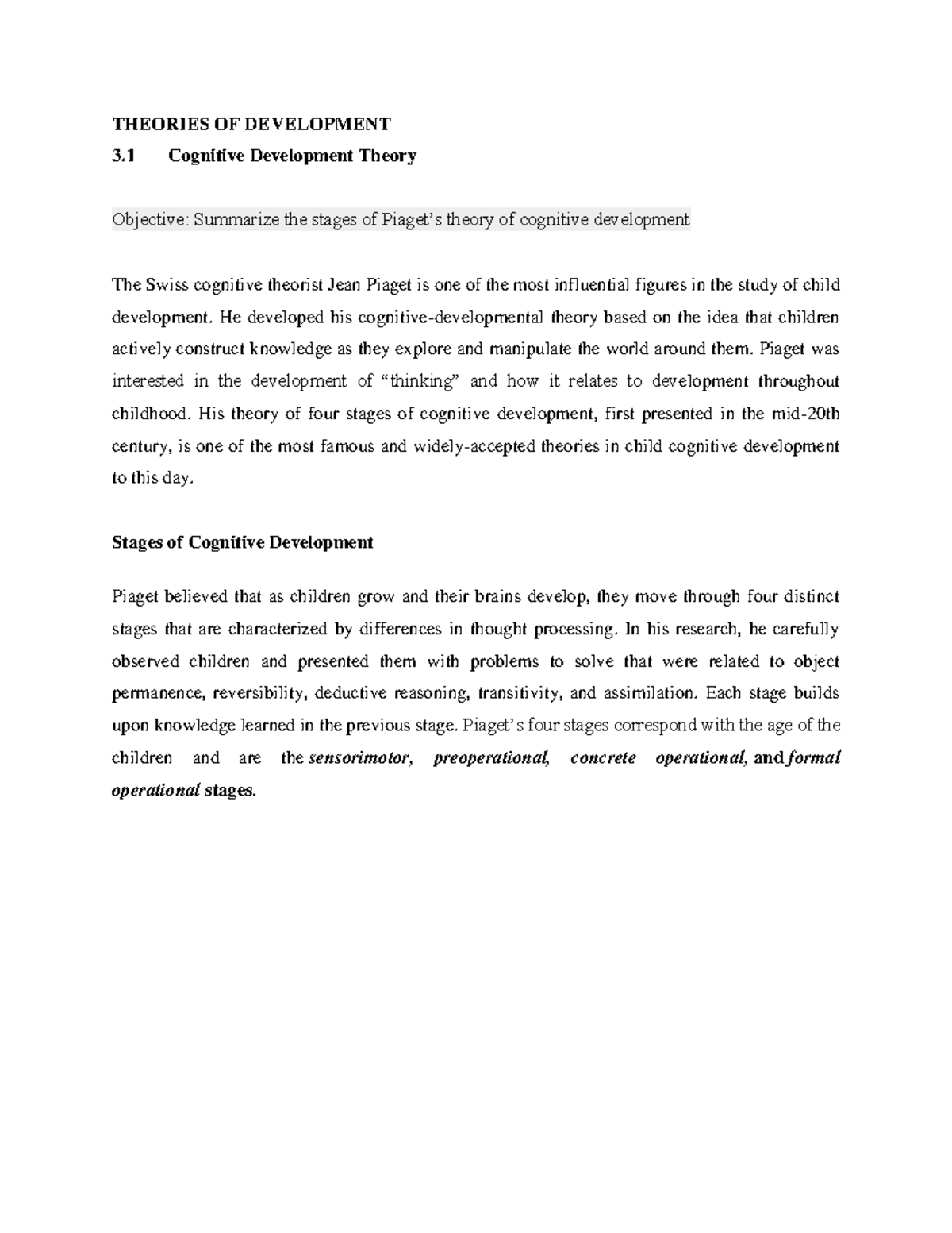 Essentials OF Learning THEORIES OF DEVELOPMENT 3 Cognitive