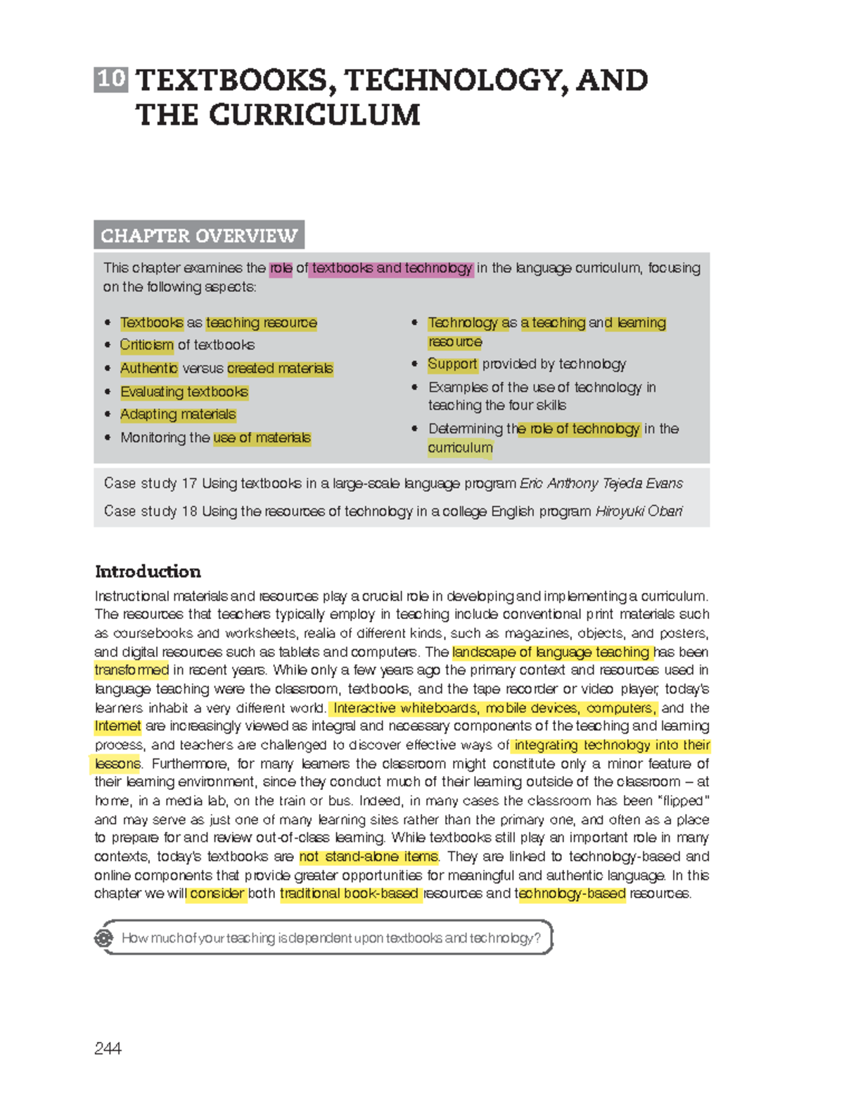 14 - cur-de - 244 10 TEXTBOOKS, TECHNOLOGY, AND THE CURRICULUM CHAPTER ...