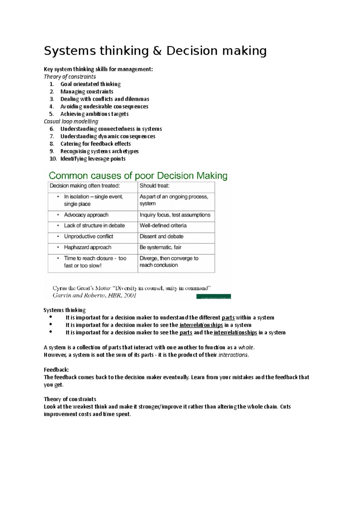 Systems thinking & Decision making - Systems thinking & Decision making ...