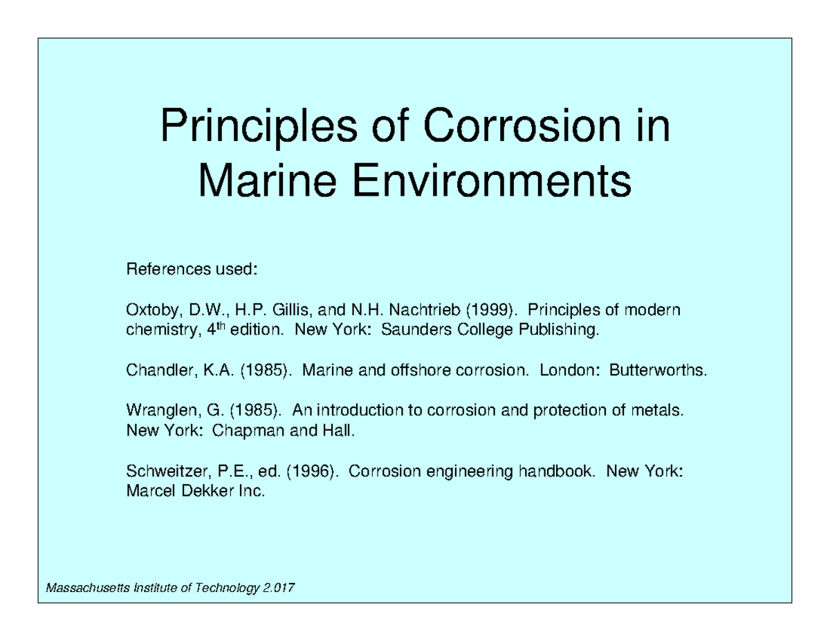 Principles of Corrosion in Marine Environments - Principles of ...